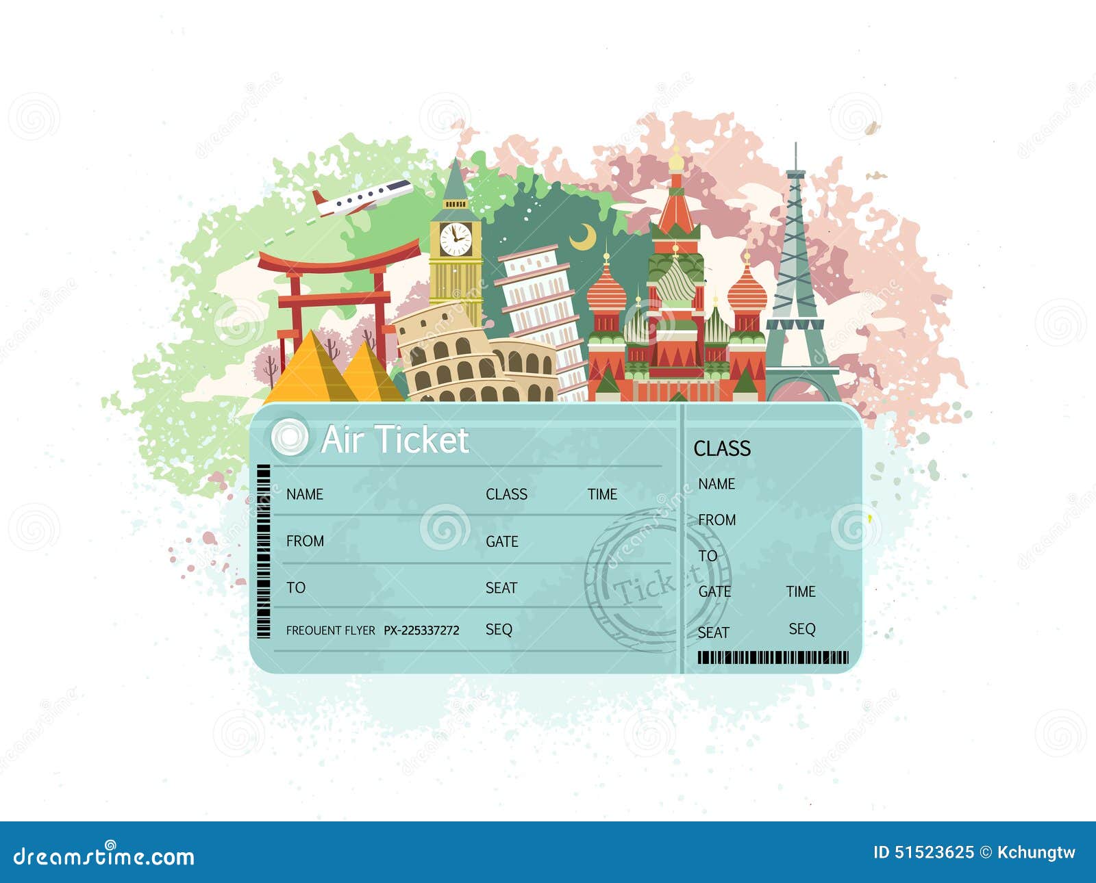 Nahaufnahmeblick Auf Flugticket Vektor Abbildung - Illustration von ...