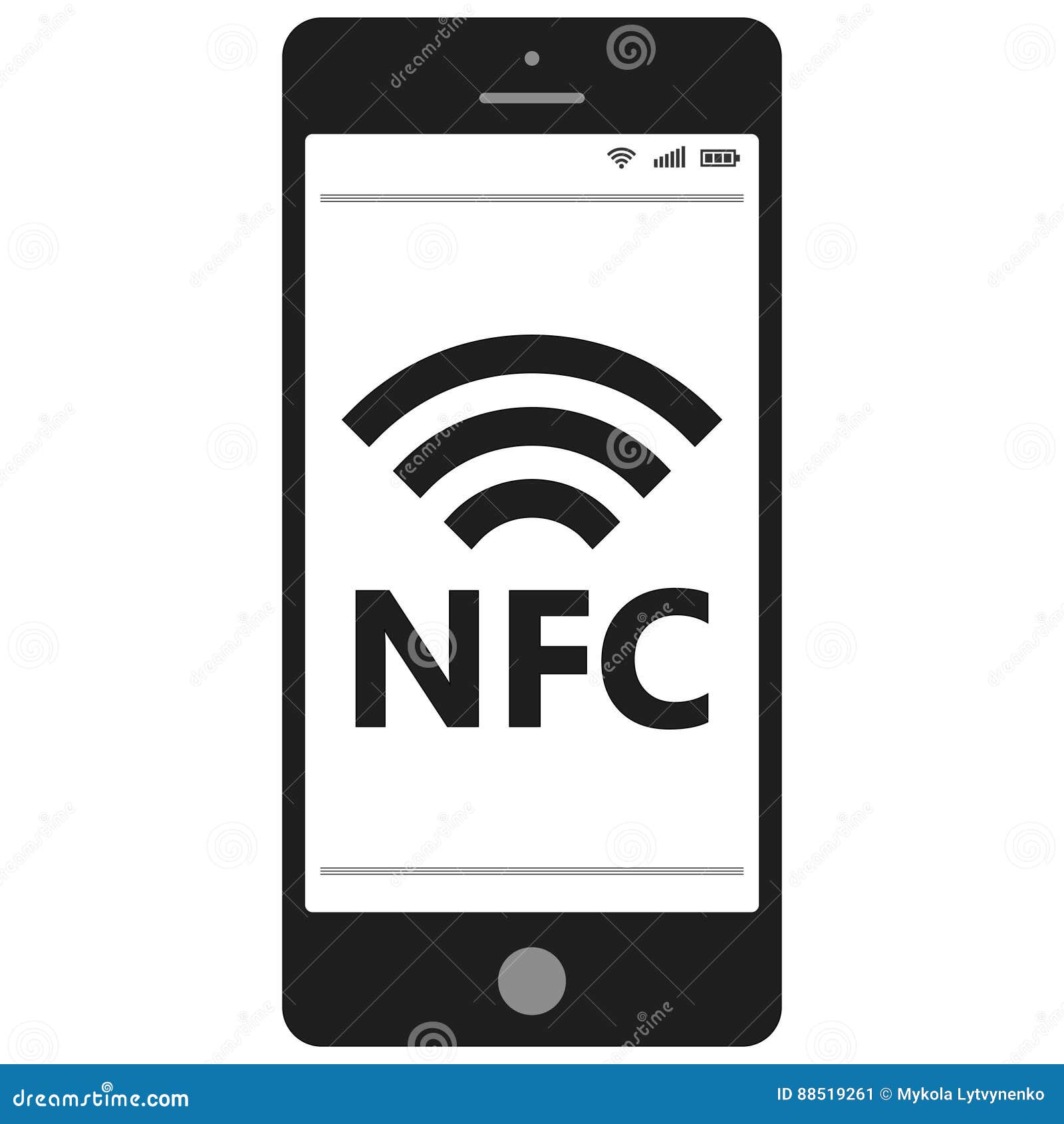 Nahfeldkommunikation, NFC-Handy Vektor Abbildung - Illustration von ...