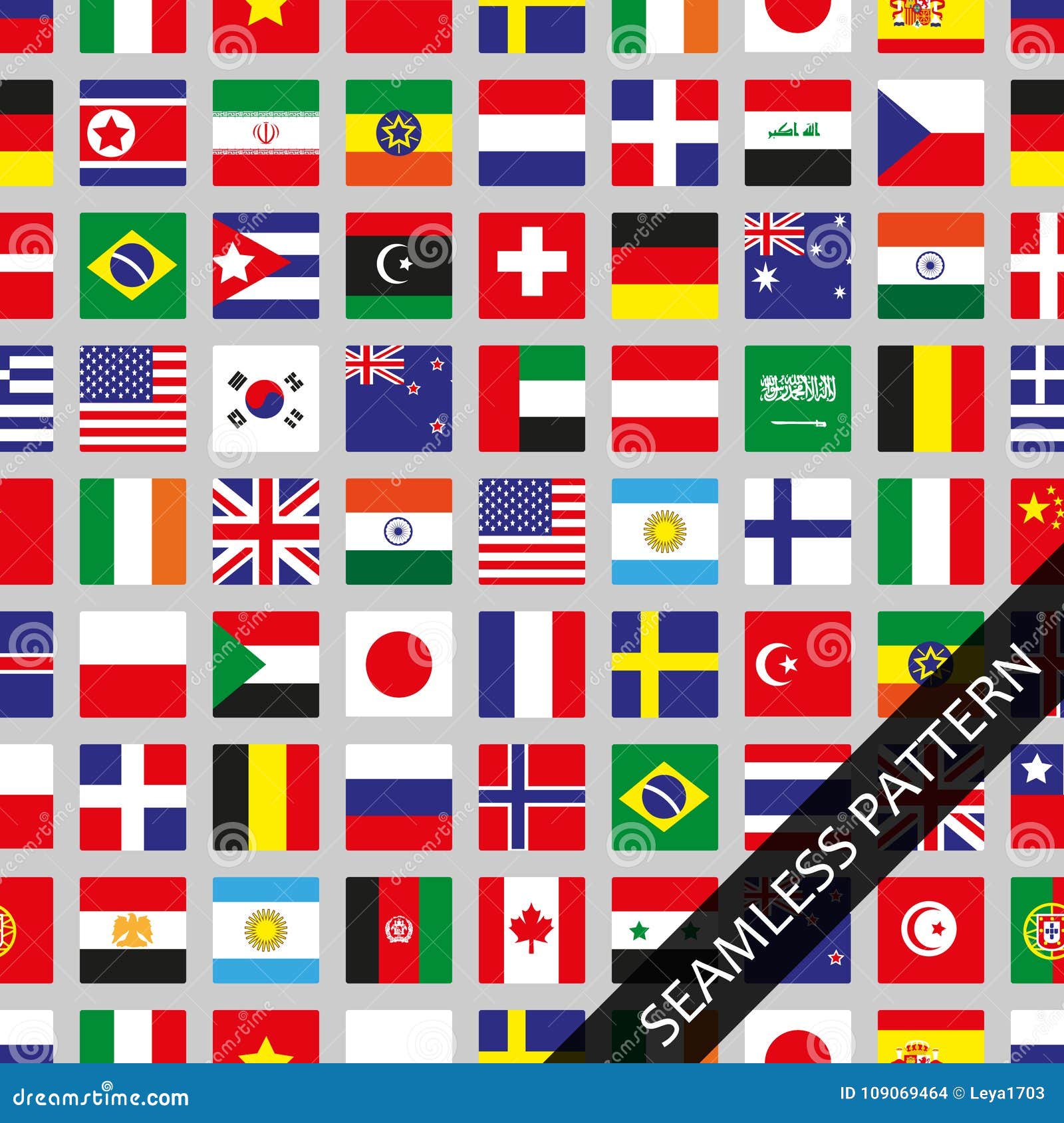 Nahtloses Muster Mit Flaggen Der Welt, Flaches Design Vektor Abbildung ...