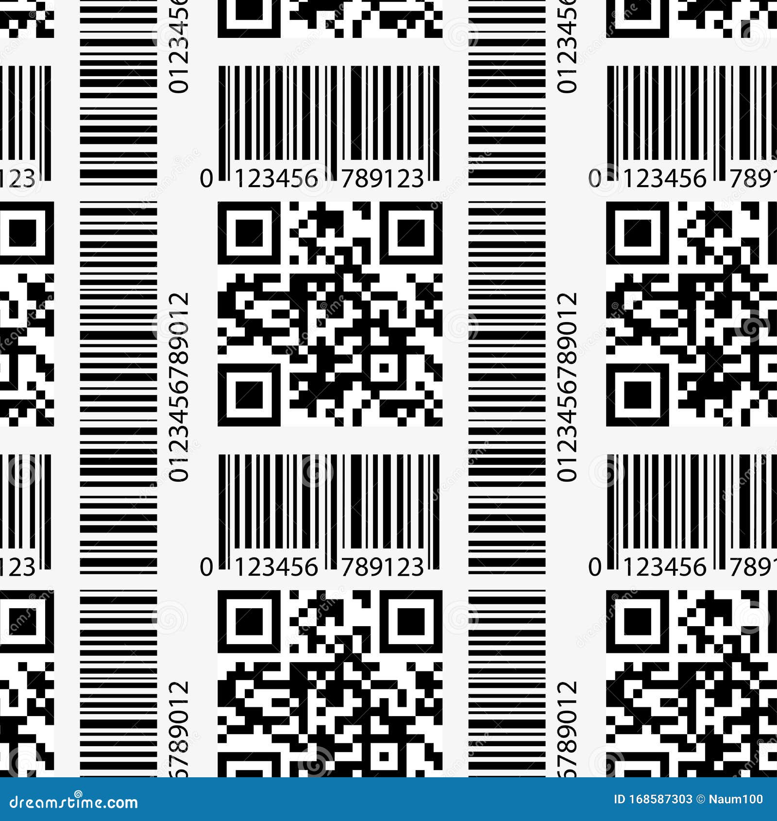 Nahtloses Muster Mit Qr-Code Und Barcode-Zeichen, Lustiges ...
