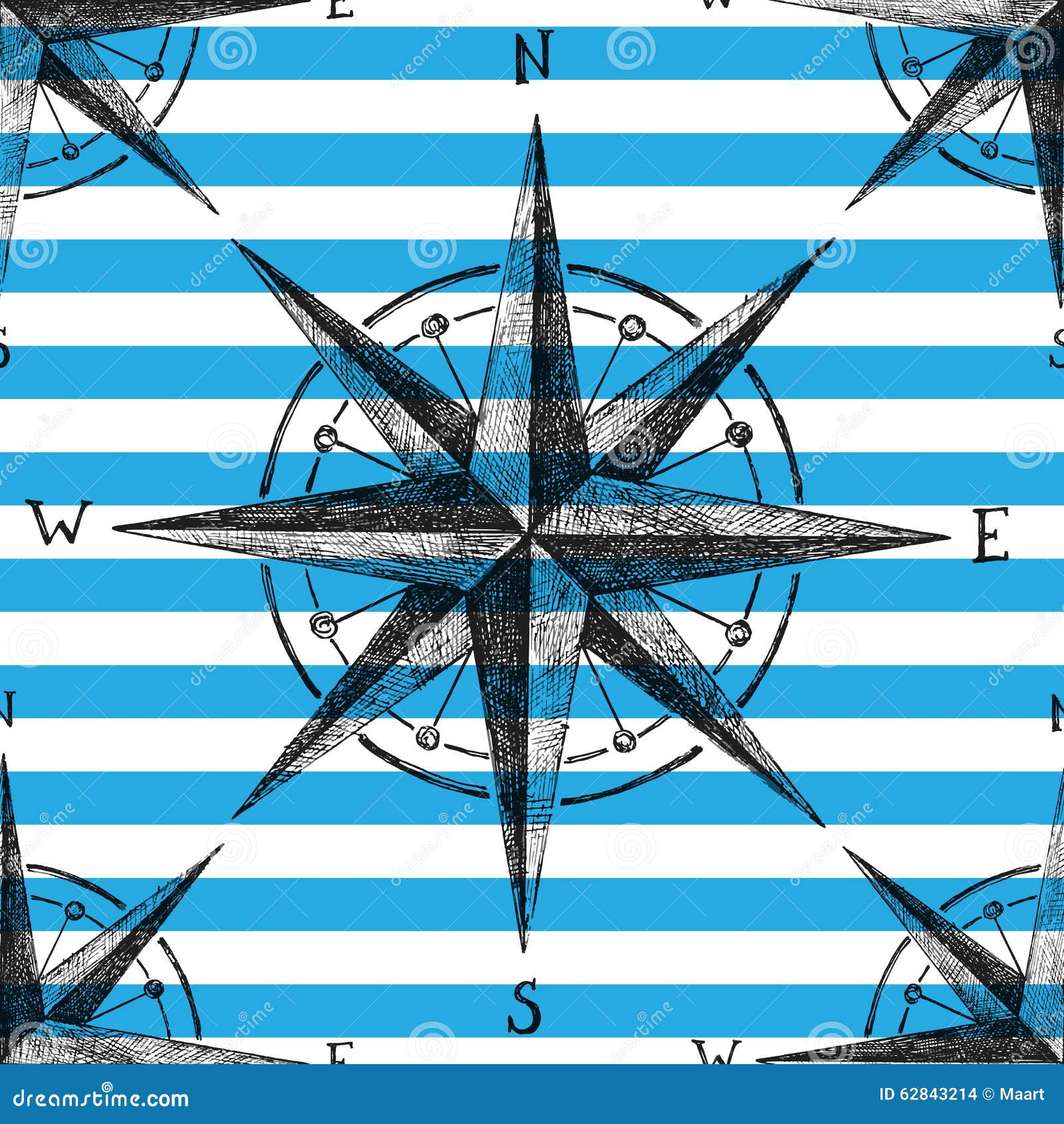 Nahtloses Muster Mit Windrose Vektor Abbildung - Illustration von ...