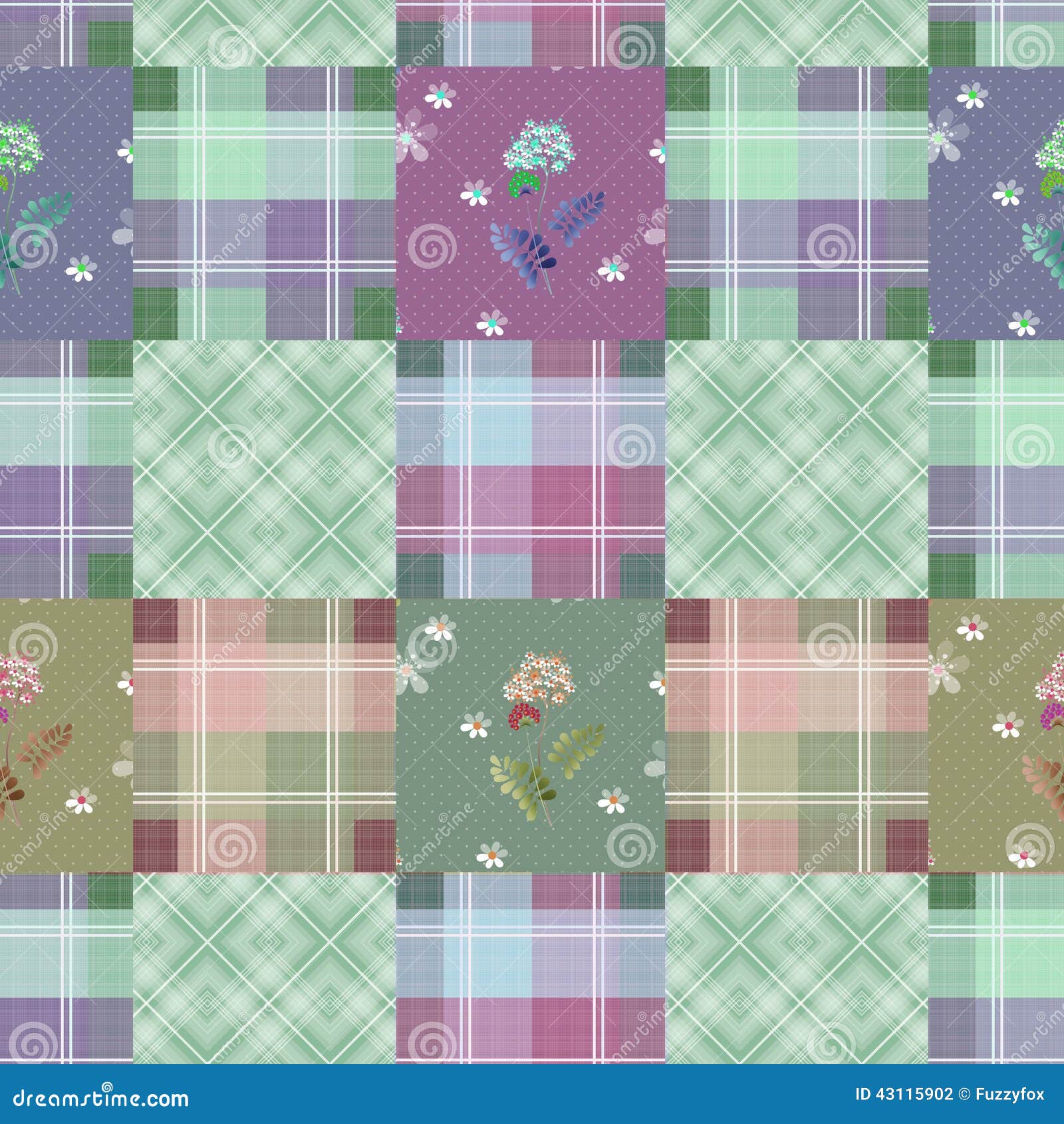 Nahtloses Retro- Kariertes Muster Des Patchworks Stock Abbildung ...