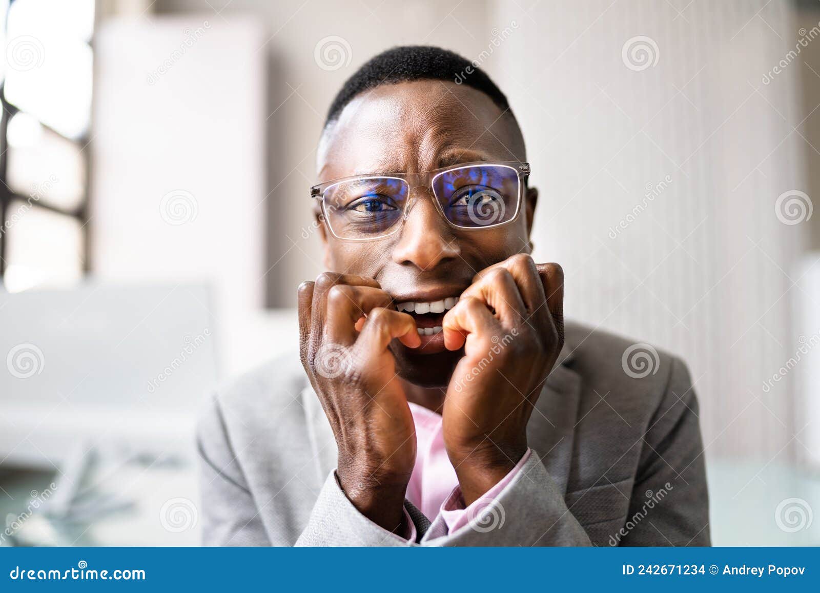 Nail Biting and Eating Finger Stock Photo - Image of businessman ...