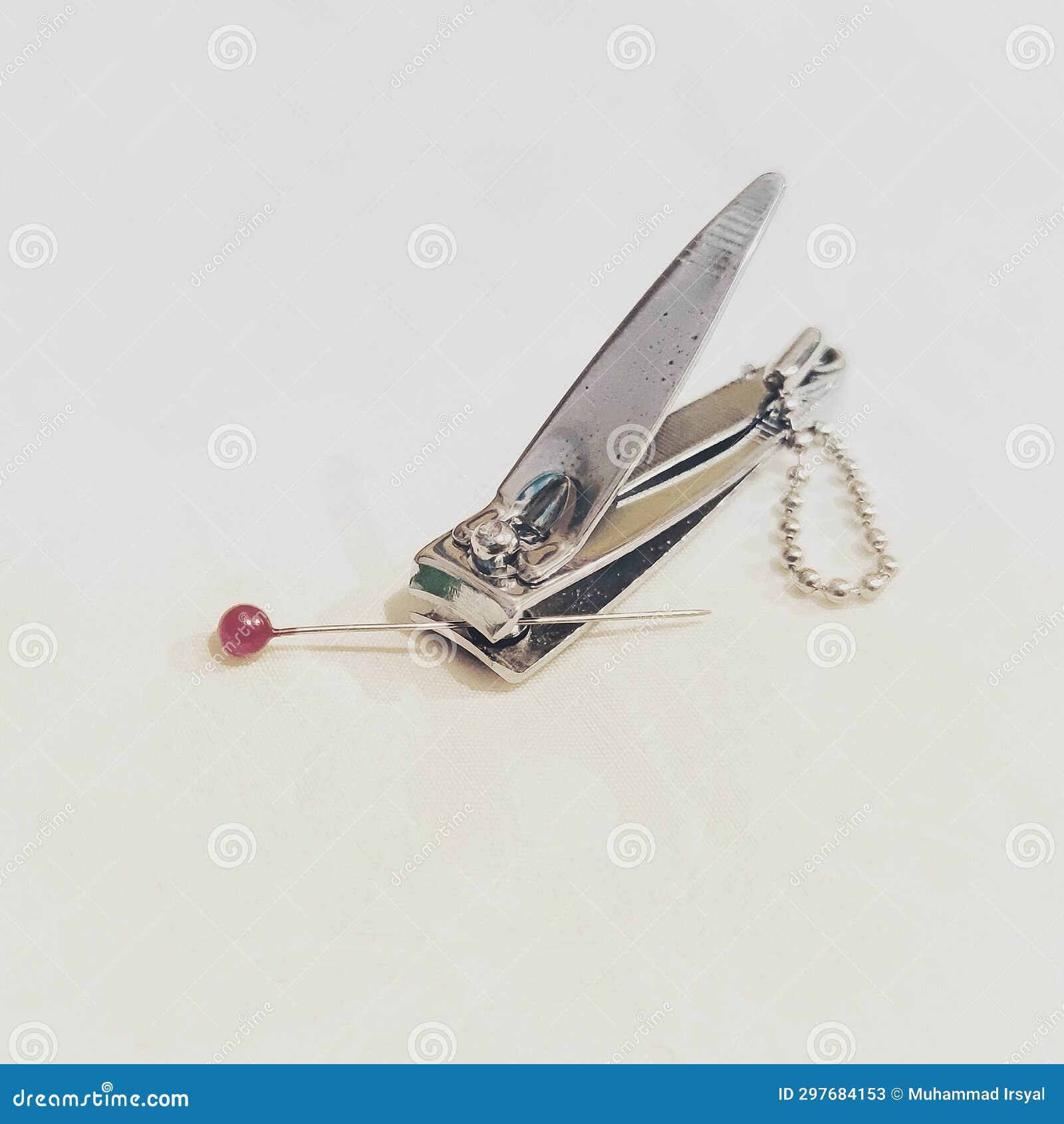 Nail Clippers with a Pin Attached To the Blade Stock Image - Image of ...