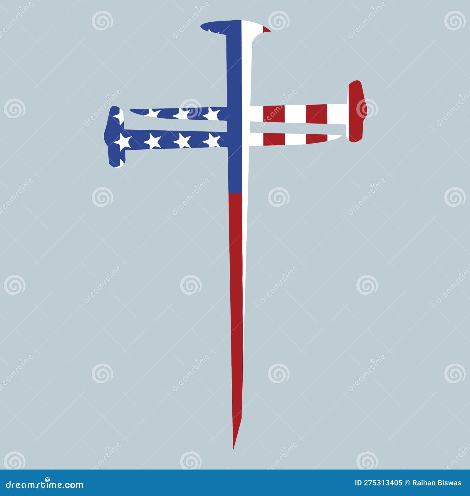 Nail Cross Christian Nail Cross USA Flag Vector Illustrator Stock ...