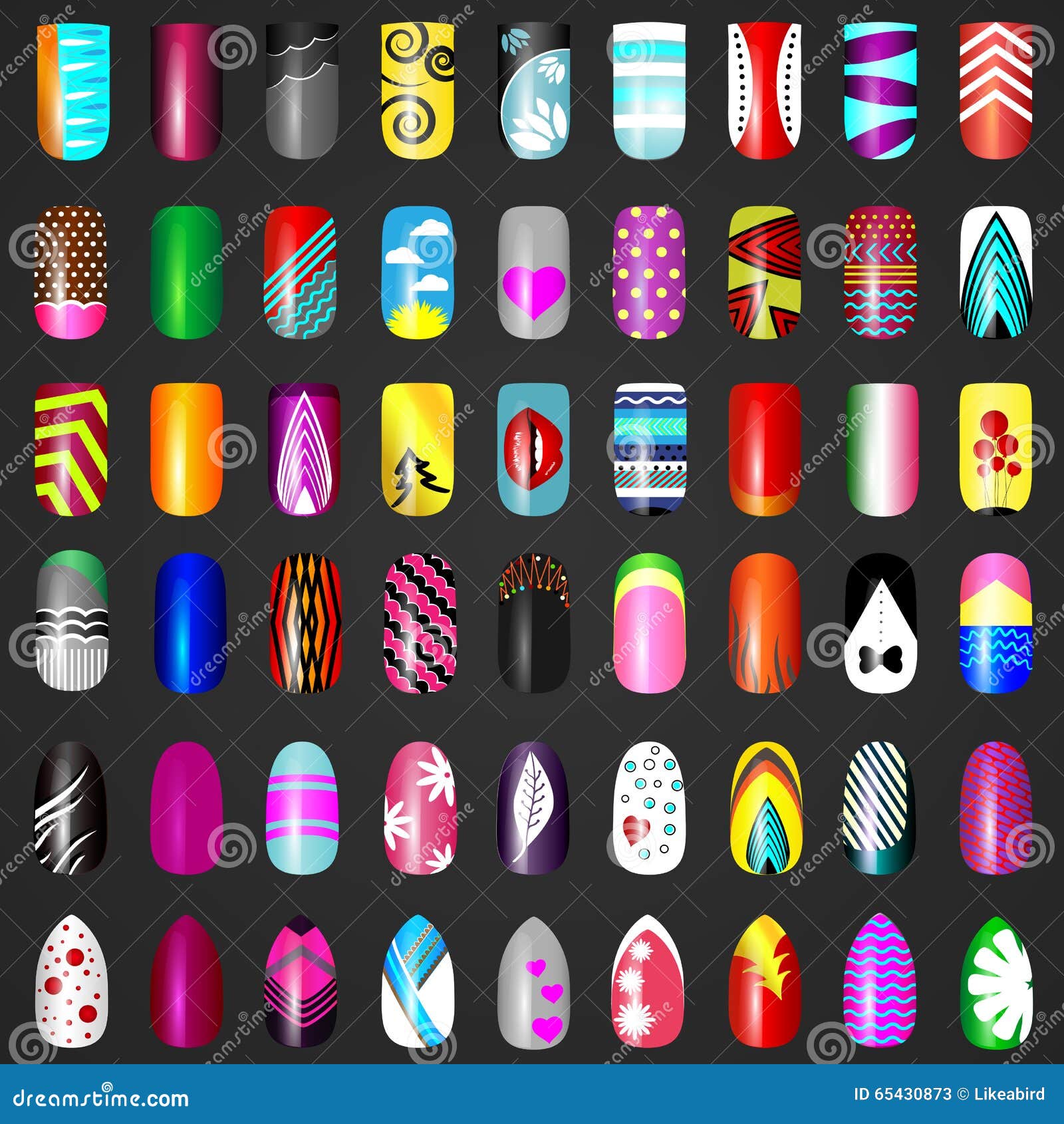 Nail design stock vector. Illustration of glamour, back - 65430873