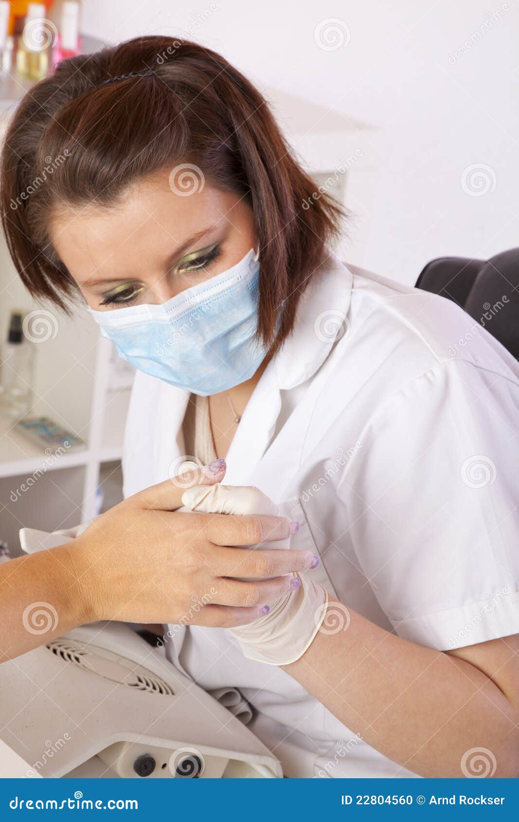 Nail Designer Checking Acrylic Fingernail Stock Photo - Image of ...