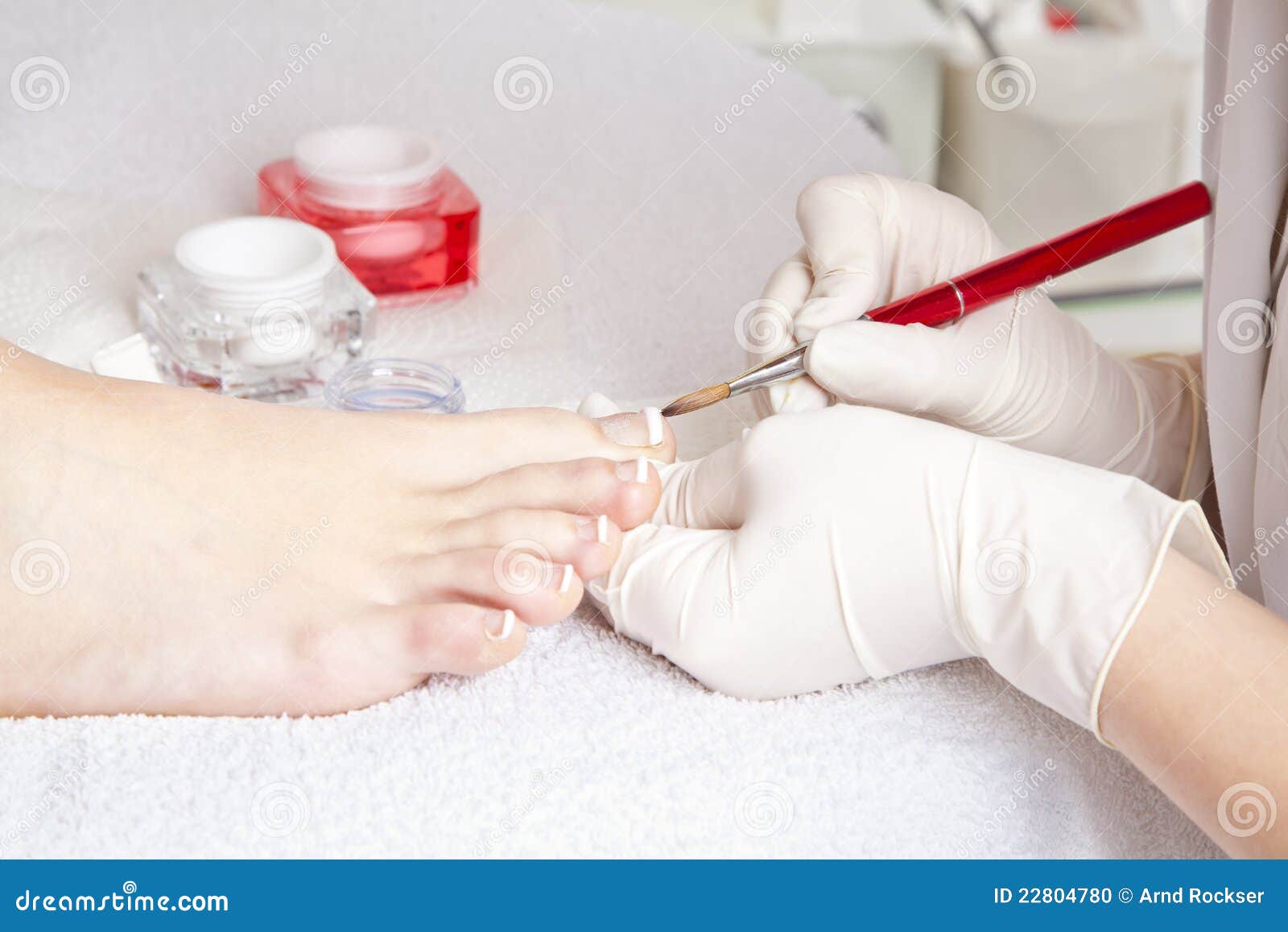 Nail Designer Working on Acrylic Toenails Stock Photo - Image of ...