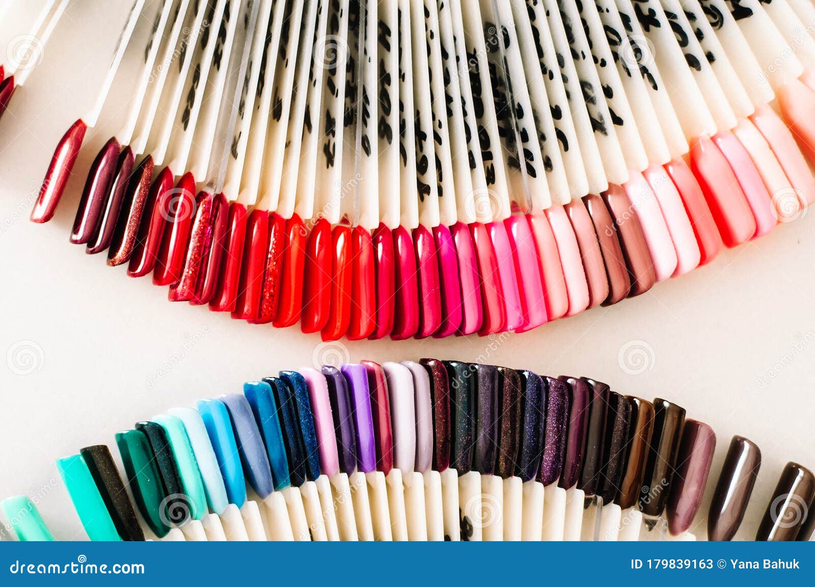 Color Palette of Manicure with Gel Lacquer, Samples. Nail Art in ...