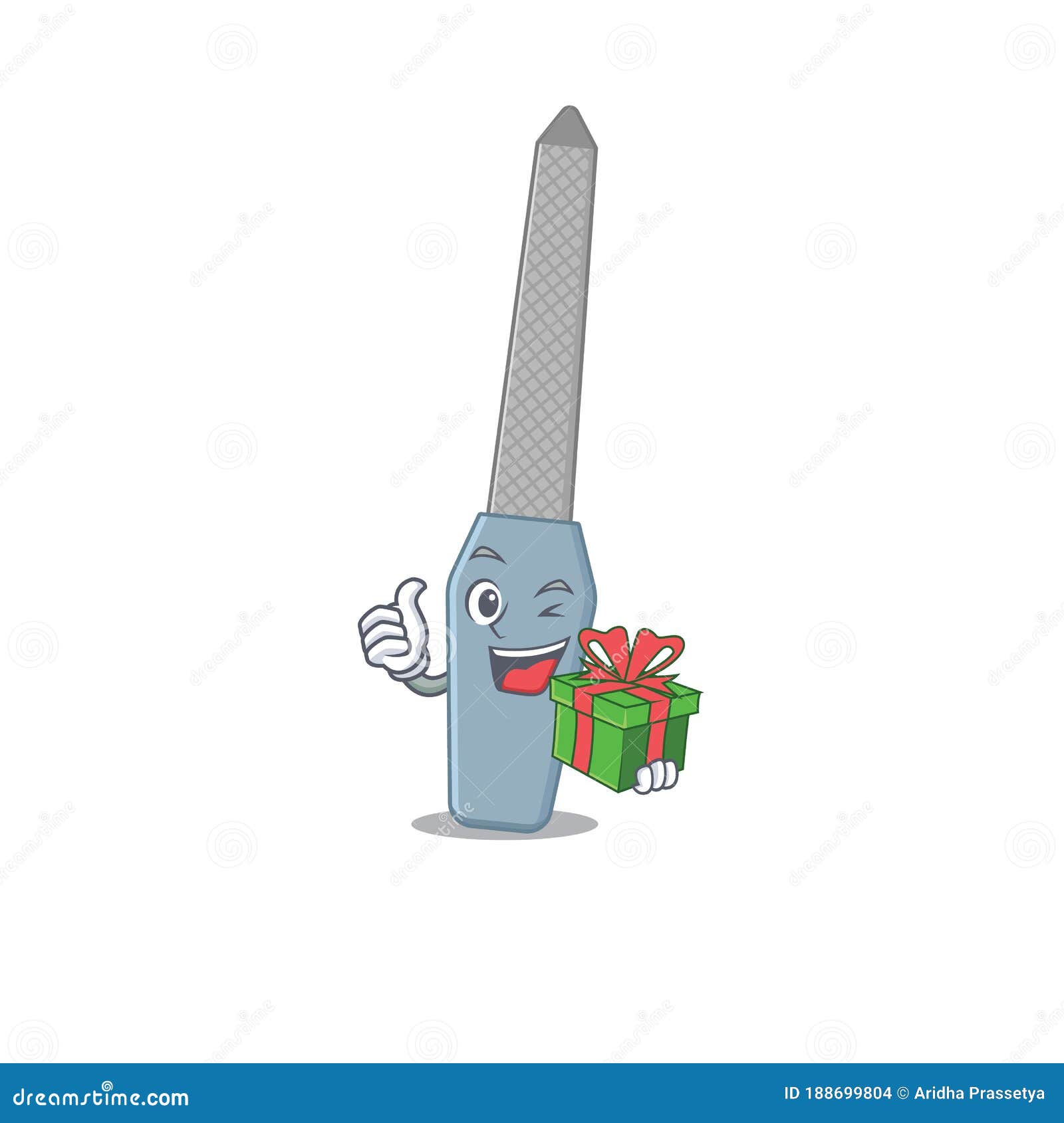 Nail File Cartoon Character Concept with a Big Gift Box Stock Vector ...