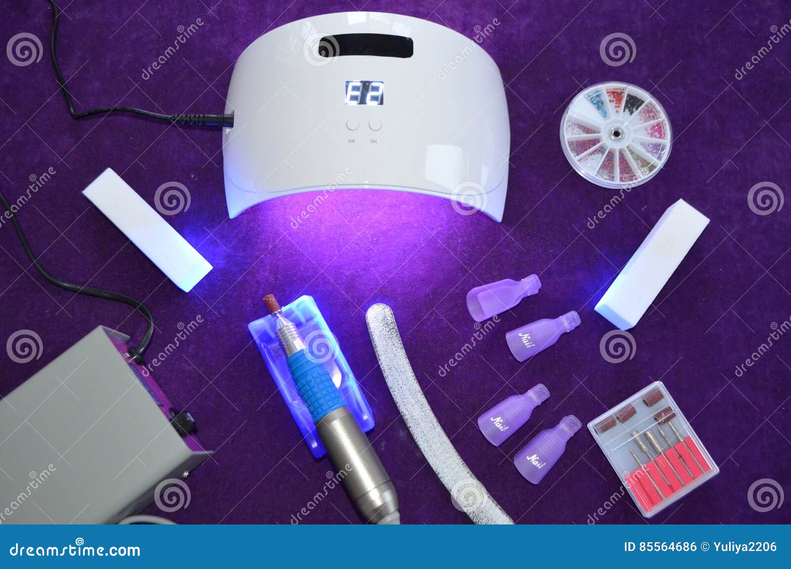 Nail Gel Salon. UV Lamp with Timer Stock Photo - Image of blade, beauty ...