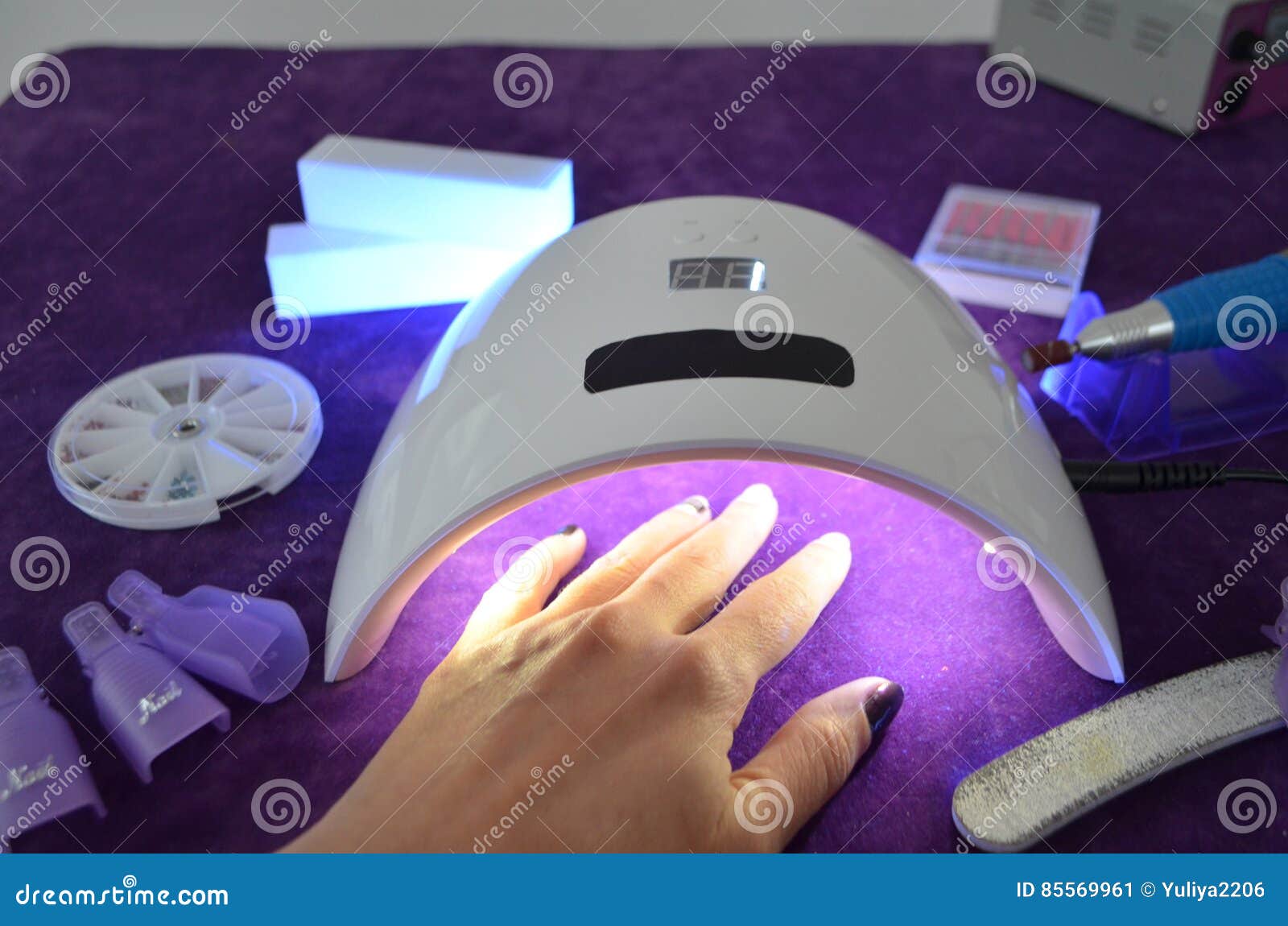Nail Gel Salon. UV Lamp with Timer Stock Image - Image of clippers ...