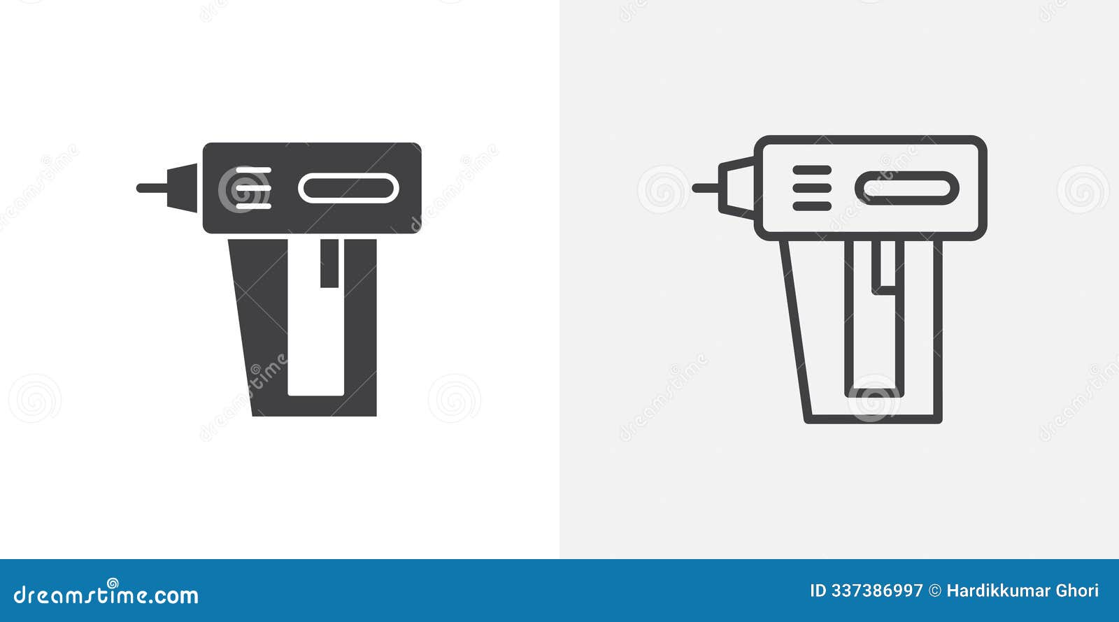 Nail Gun Thin Line Vector Icon Set Stock Vector - Illustration of work ...