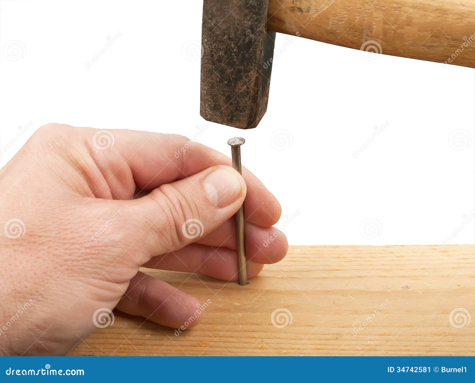 Nail and hammer stock image. Image of studio, hands, home - 34742581