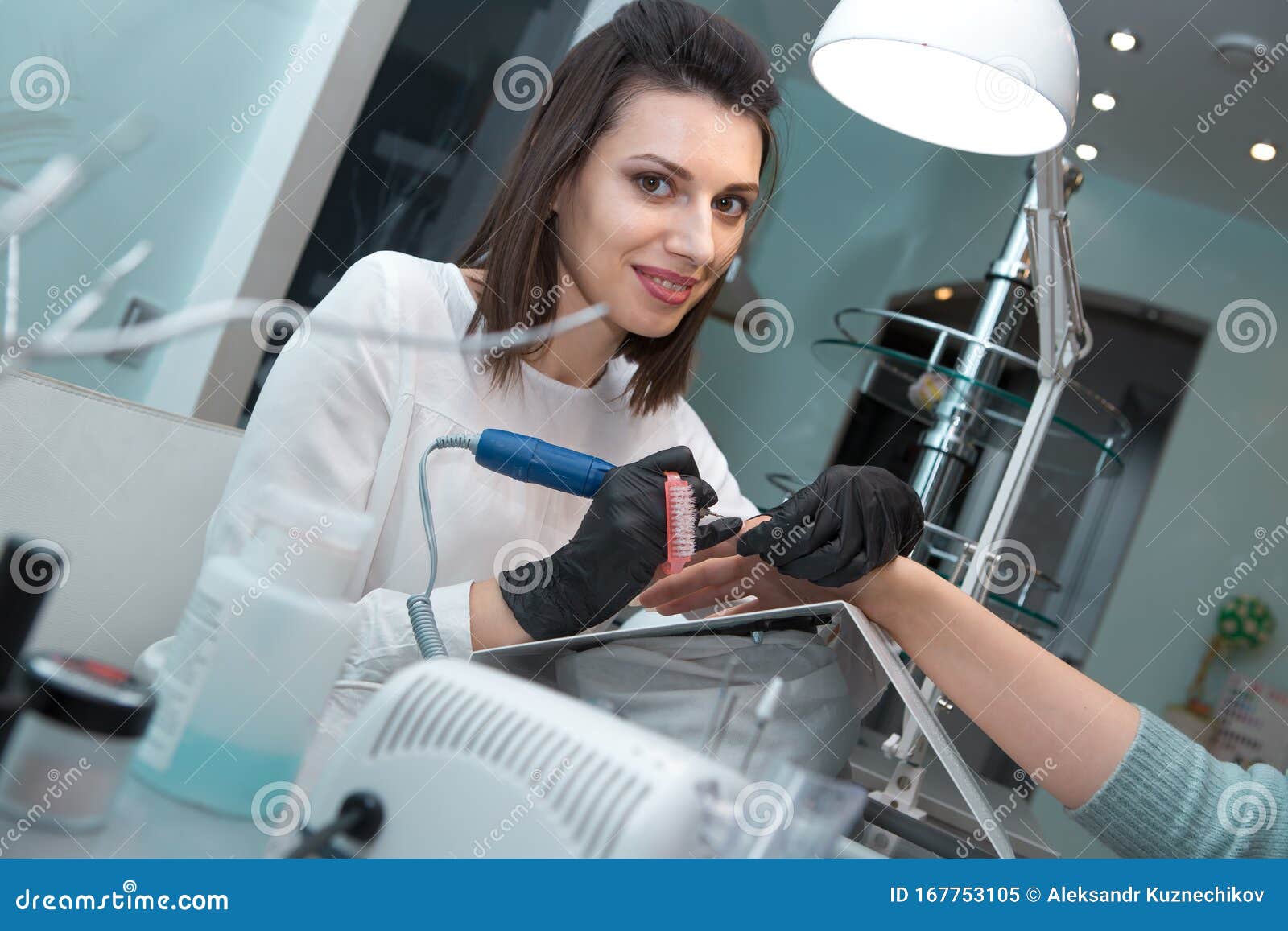 Nail Master Manicures Nails in a Beauty Salon Stock Image - Image of ...