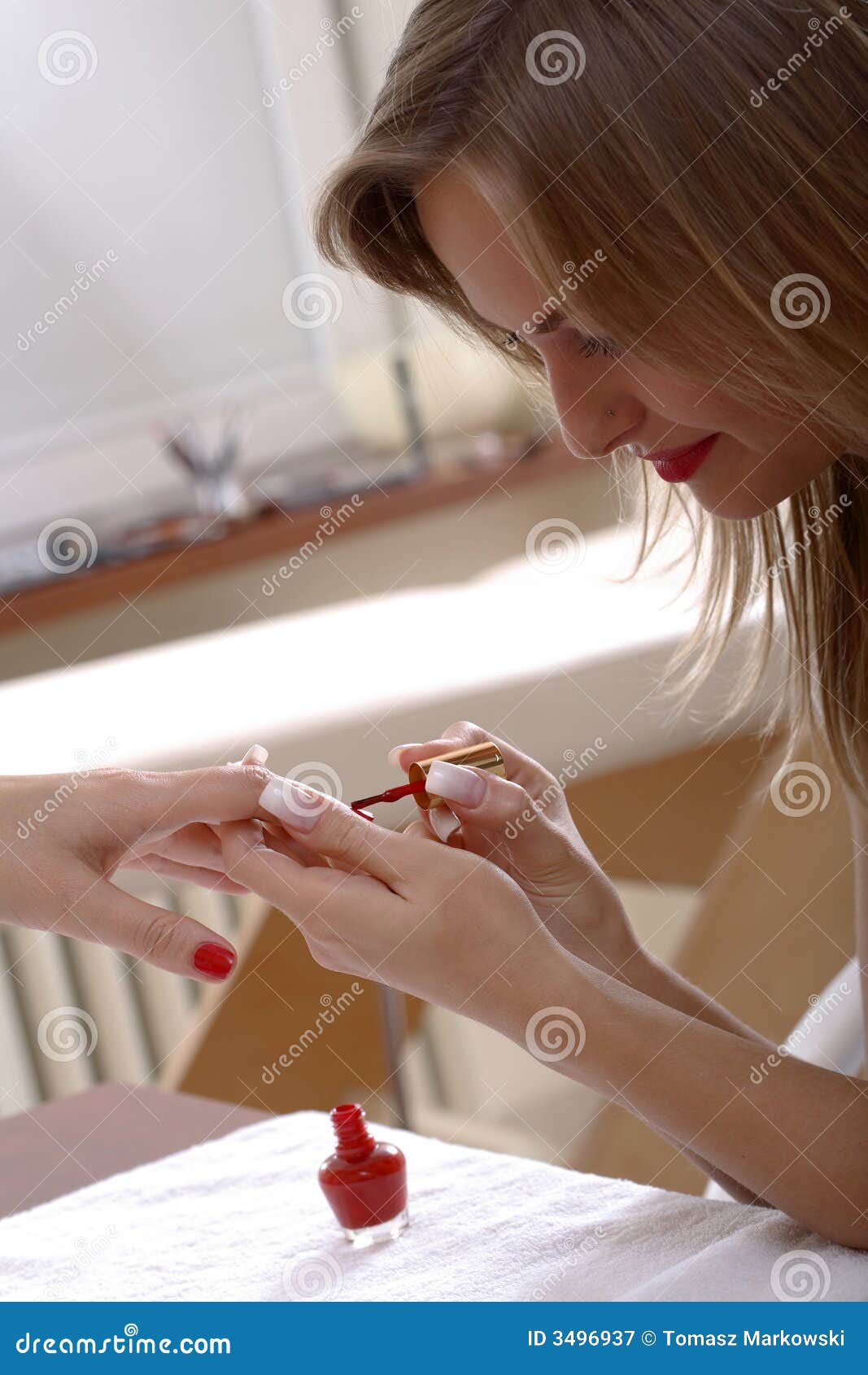 Nail polish application stock image. Image of manicure - 3496937