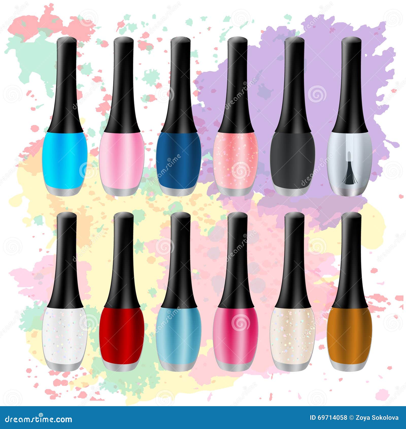 Nail Polish on the Colorized Splash Backdrop Stock Vector ...