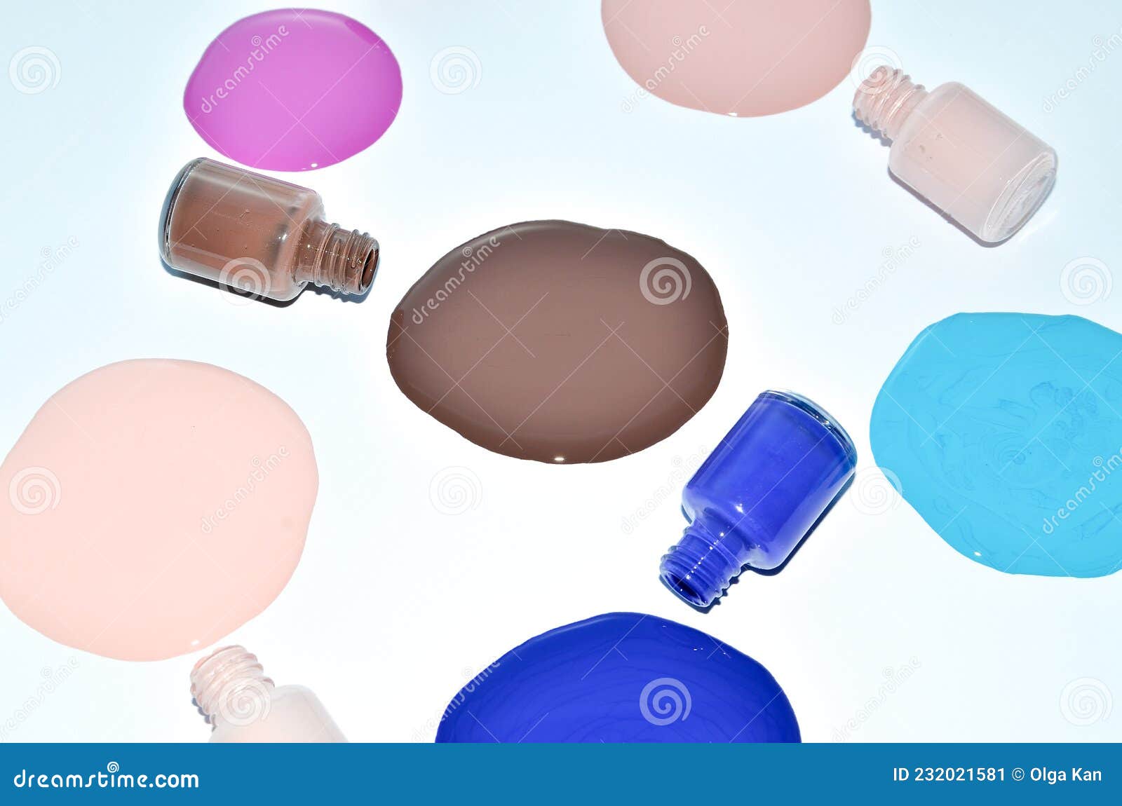 Nail Polish Enamel Mixed Multicolor Samples, Isolated on White ...