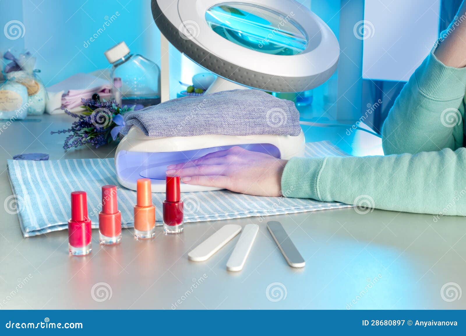 Nail Salon Drying UV Light Machine Stock Image - Image of manicure ...