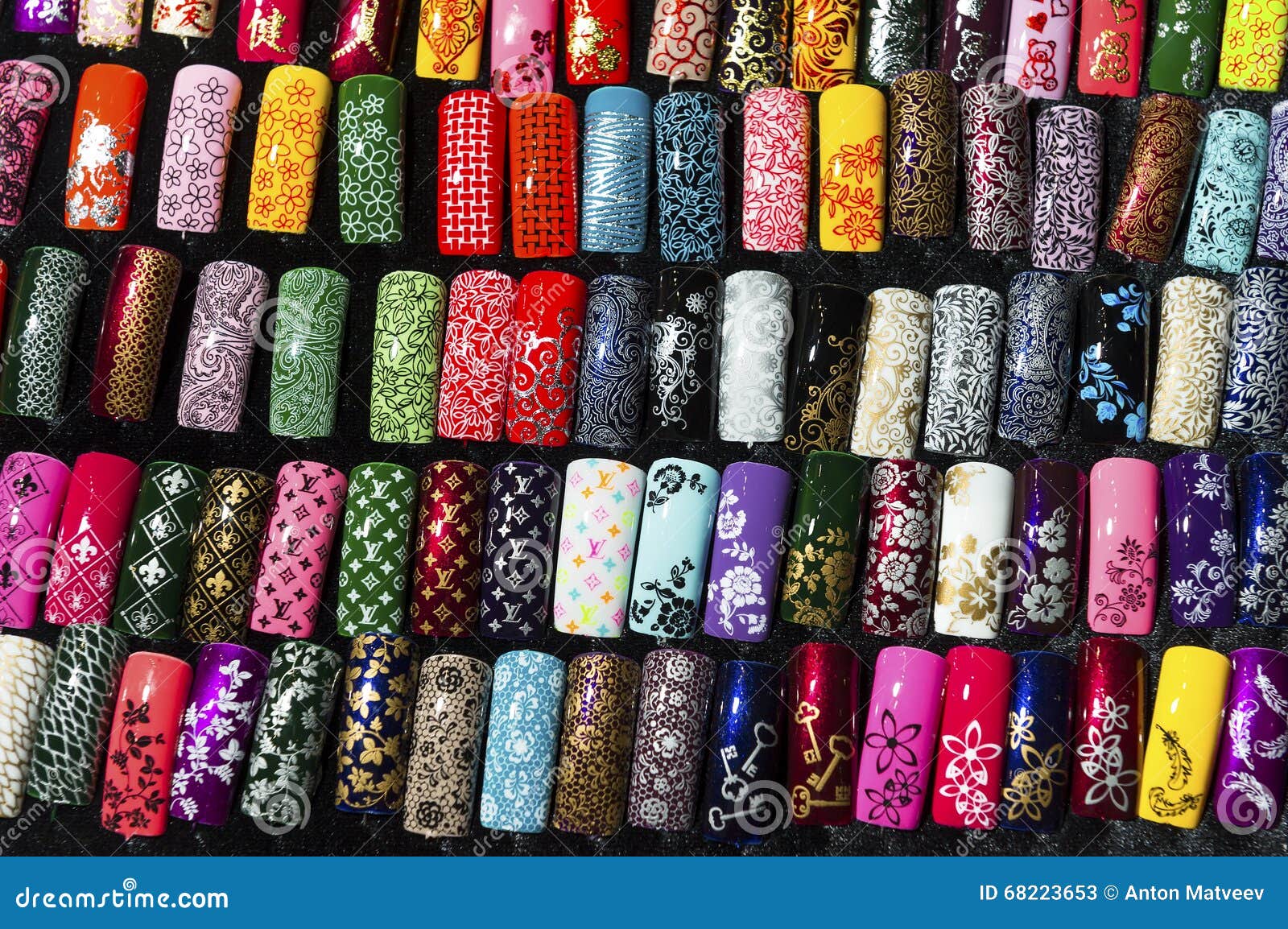 Nail samples row stock image. Image of care, beauty, cosmetic - 68223653