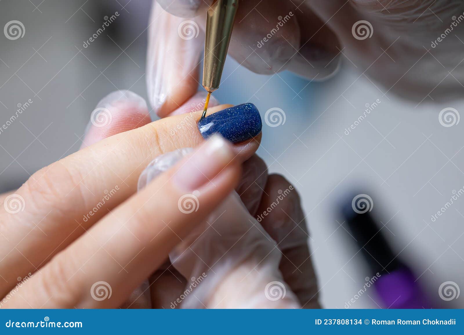 The Nail Service Master Makes a Manicure Corrects Unpainted Nails with ...
