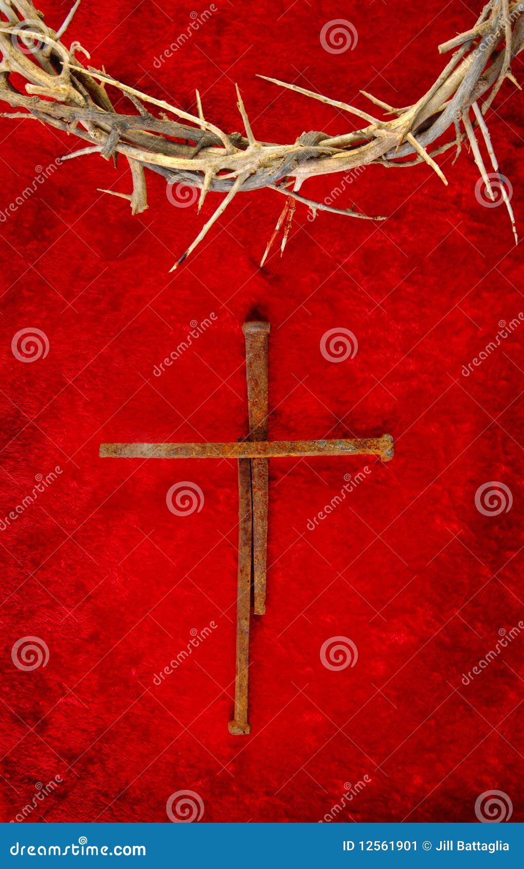 Nail Spike Cross with Crown of Thorns Stock Image - Image of crown ...