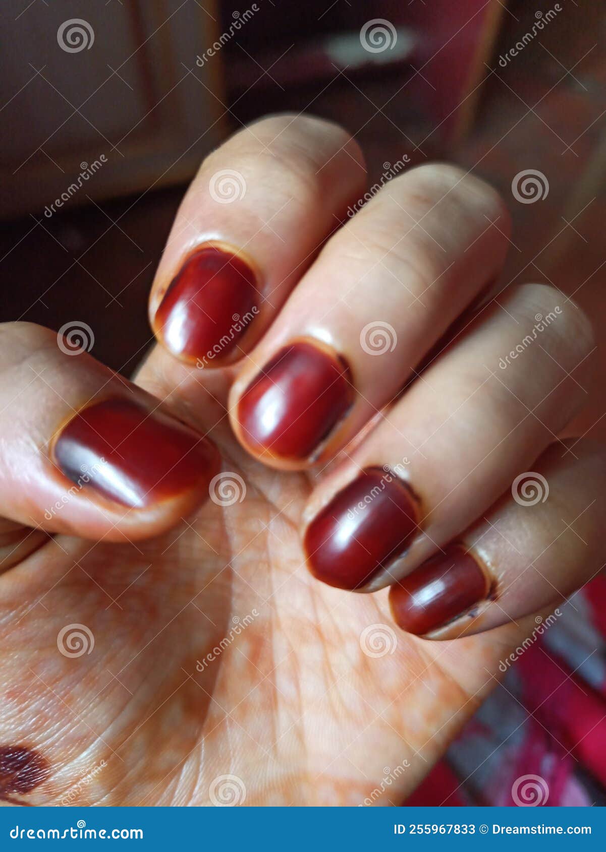 Nail stain stock image. Image of hand, maroon, fingers - 255967833