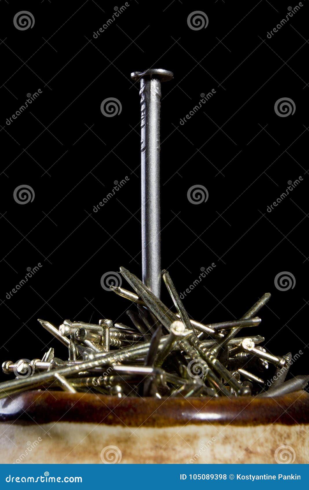 Nail standing vertically stock photo. Image of improvement - 105089398