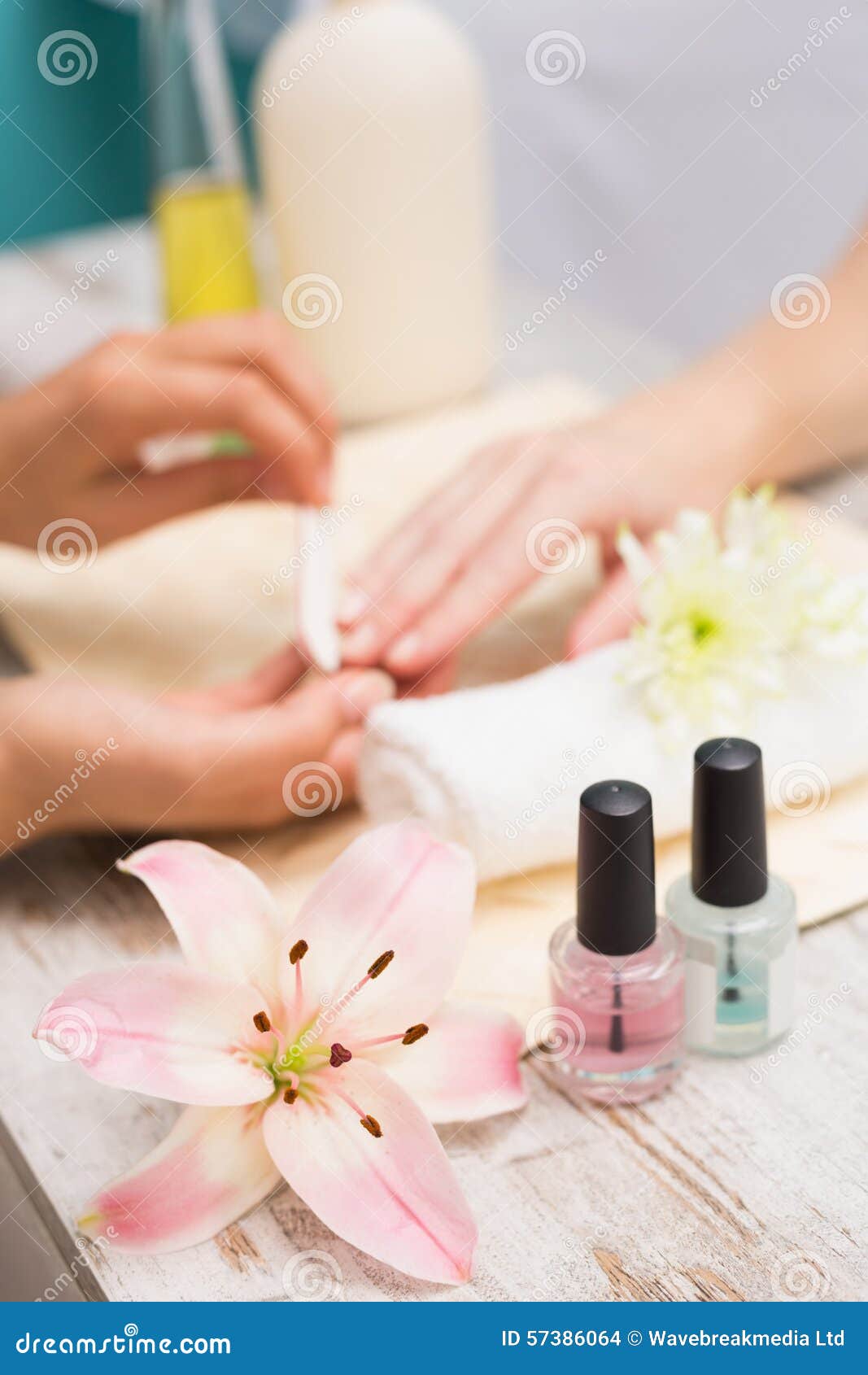 Nail Technician Giving Customer a Manicure Stock Photo - Image of focus ...