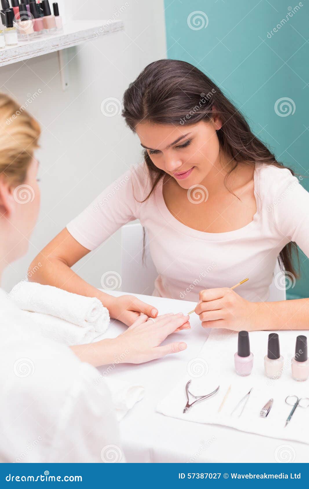 Nail Technician Shows The Color Palette Of Nail Services In Beauty ...