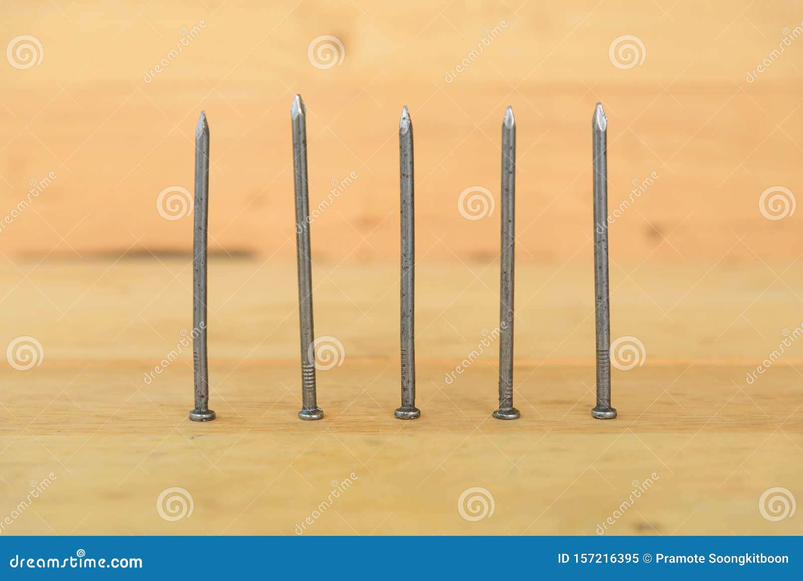Nail on the wood board stock image. Image of lumber - 157216395