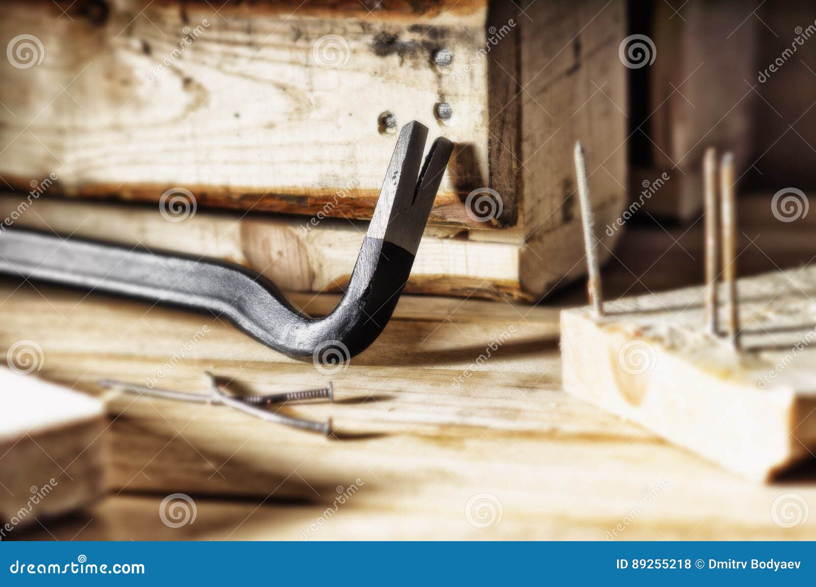 Nailing for Dismantling Timber Constructions Stock Photo - Image of ...
