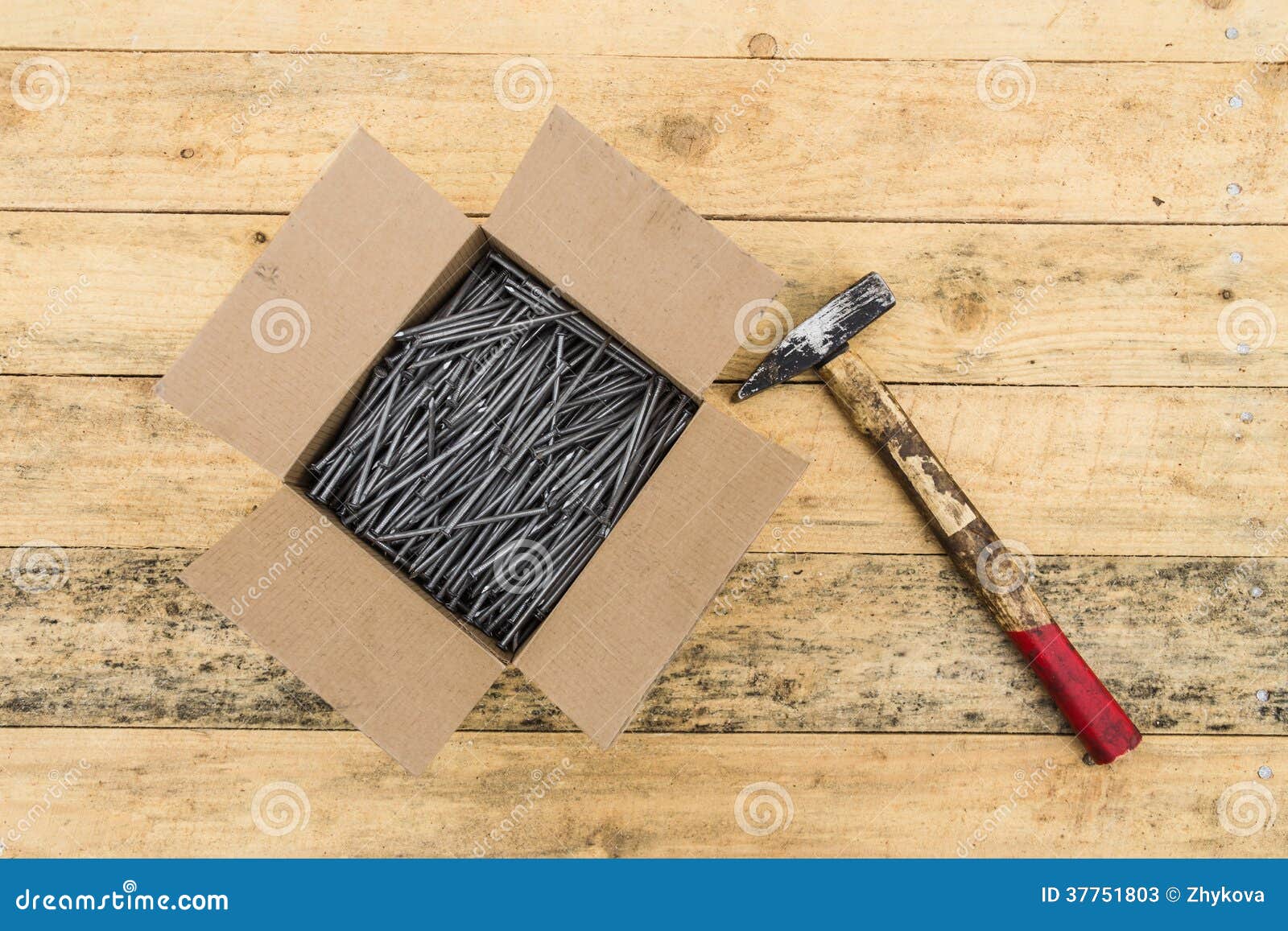 Nails in box stock image. Image of industrial, storage - 37751803