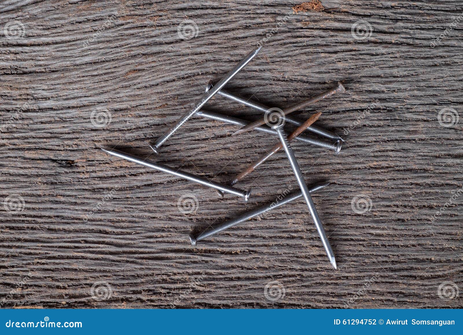 Nails On Old Wood Texture Stock Photo | CartoonDealer.com #61294752