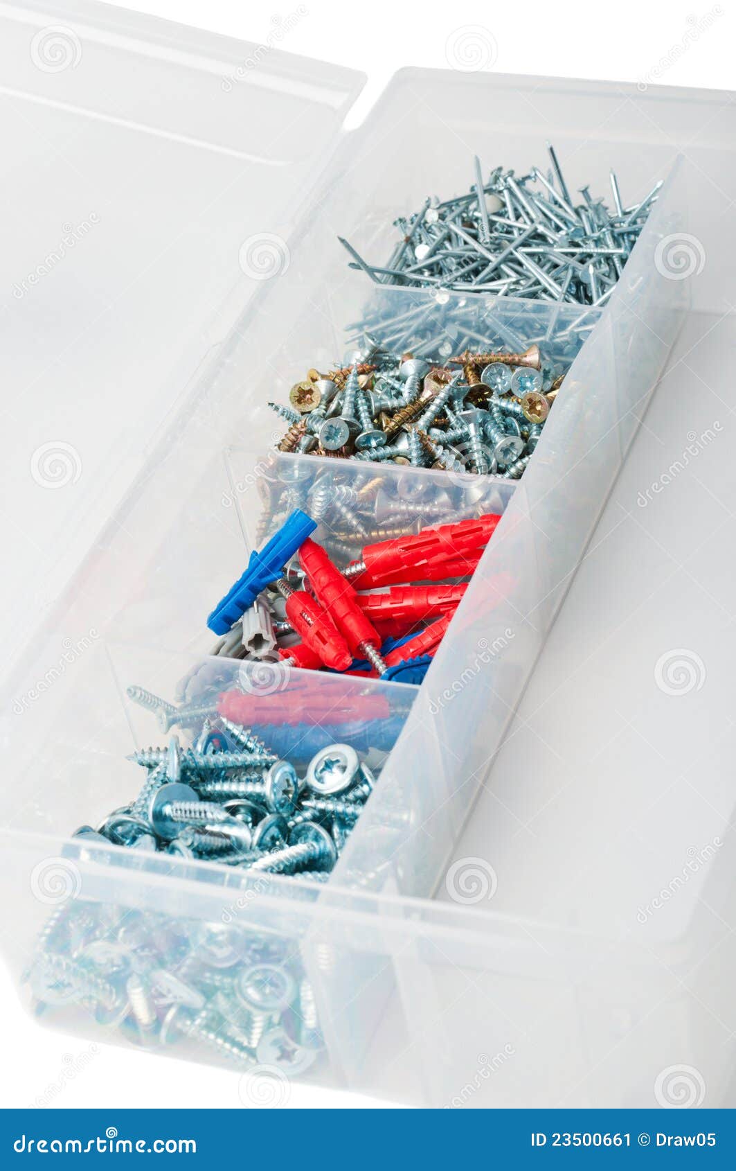 Nails and screws in box stock image. Image of hardware - 23500661