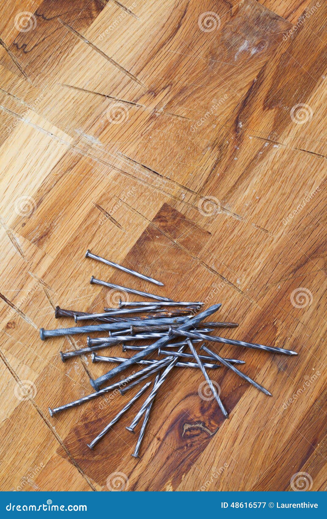 Nails on table stock image. Image of wood, tool, metallic - 48616577