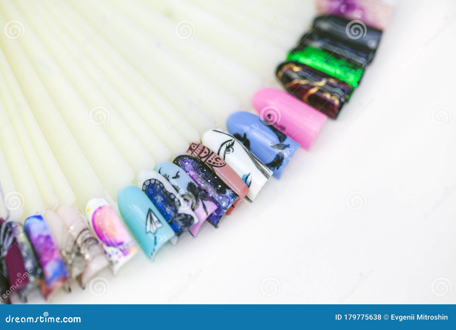 Nails Variety Samples for Manicure. Nails Summer Colors Examples Stock ...