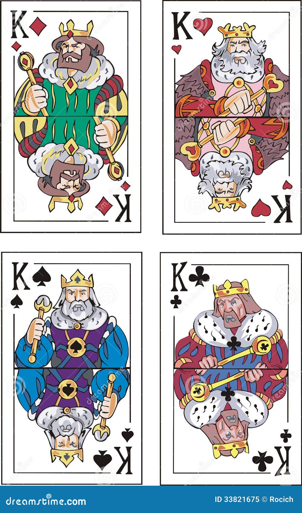 Naipes. Reyes ilustración del vector. Ilustración de tarjetas - 33821675