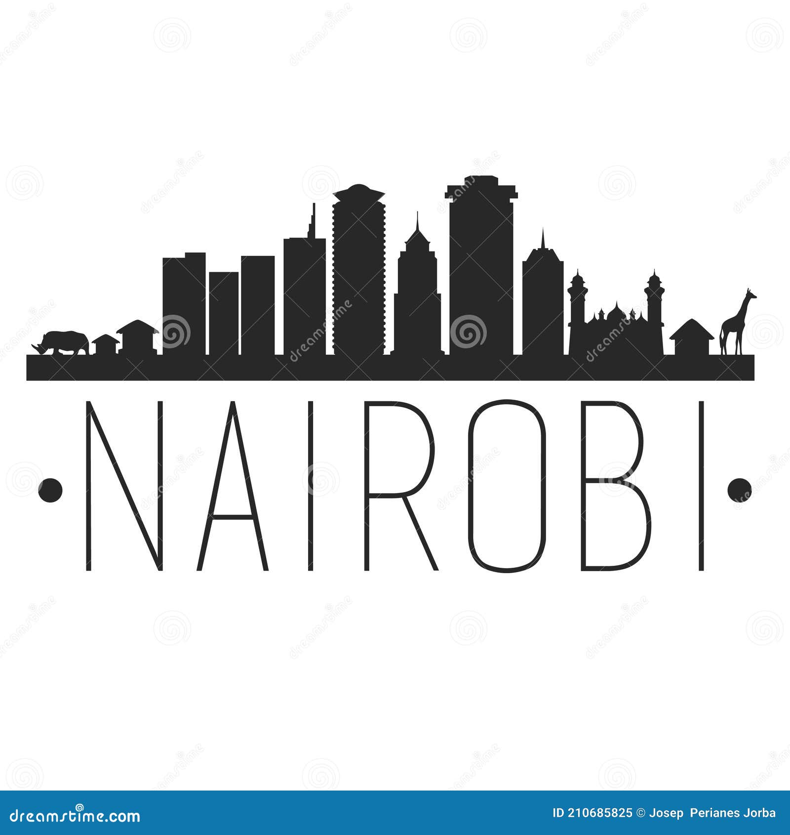 Nairobi Kenya. City Skyline. Silhouette City. Design Vector. Famous ...