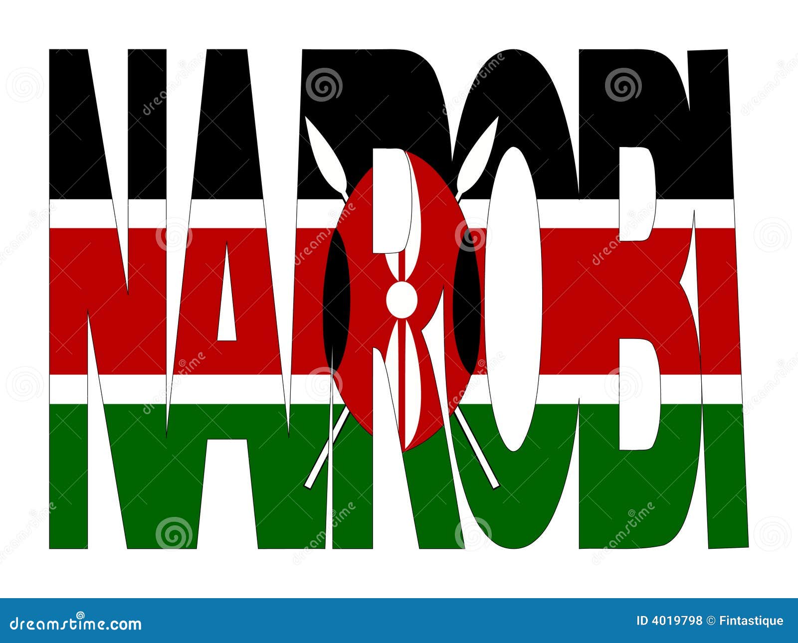 Nairobi text with flag stock vector. Illustration of flag - 4019798