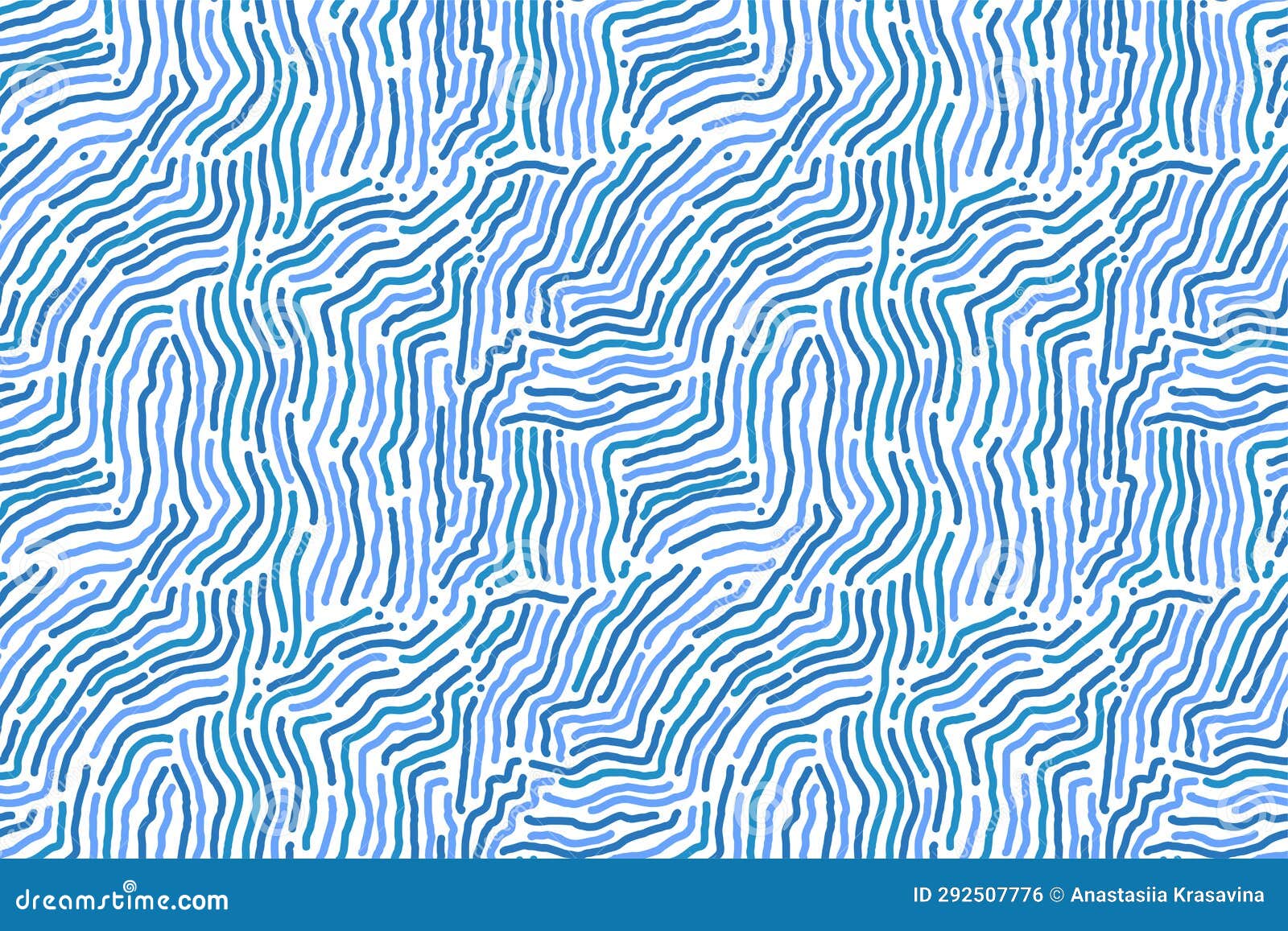 Naive Blue Brutal Squiggle Seamless Pattern. Creative Abstract Doodle ...