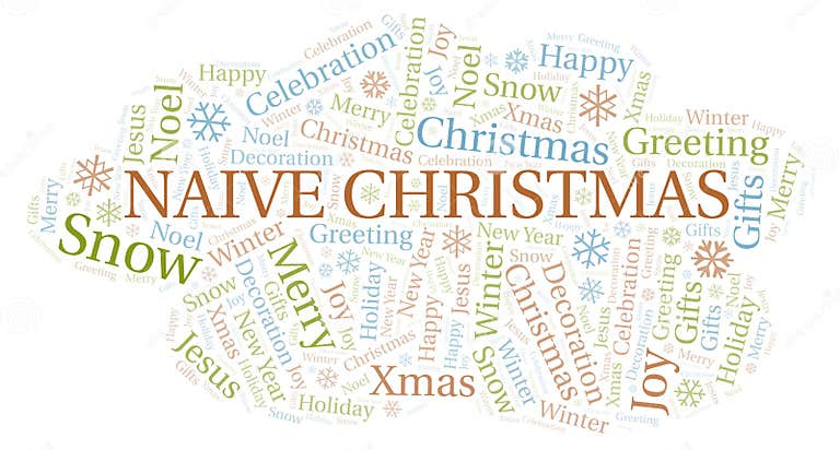 Naive Christmas word cloud stock illustration. Illustration of ...