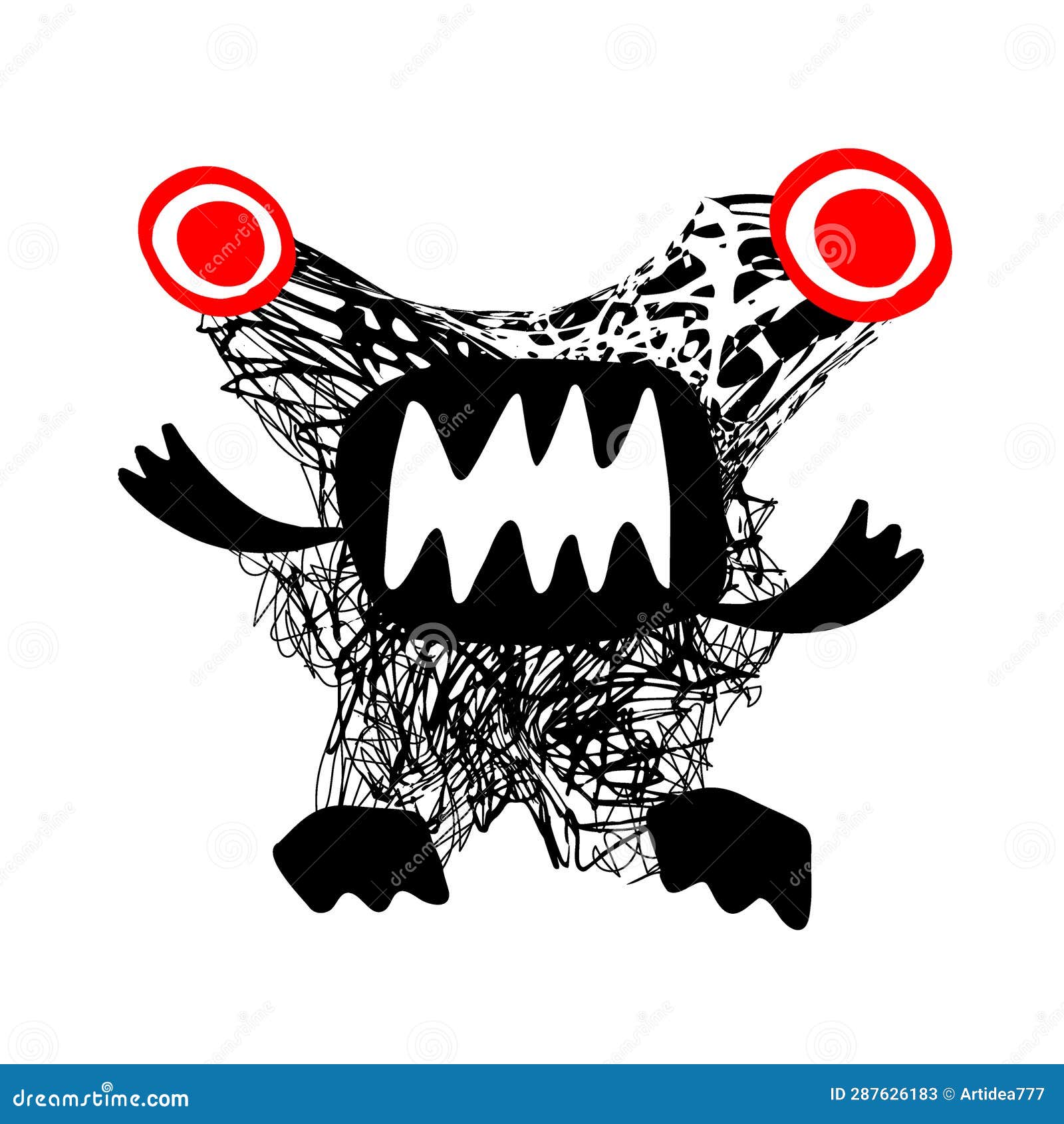 Naive Scribble Monster Character Isolated on White. Stock Vector ...