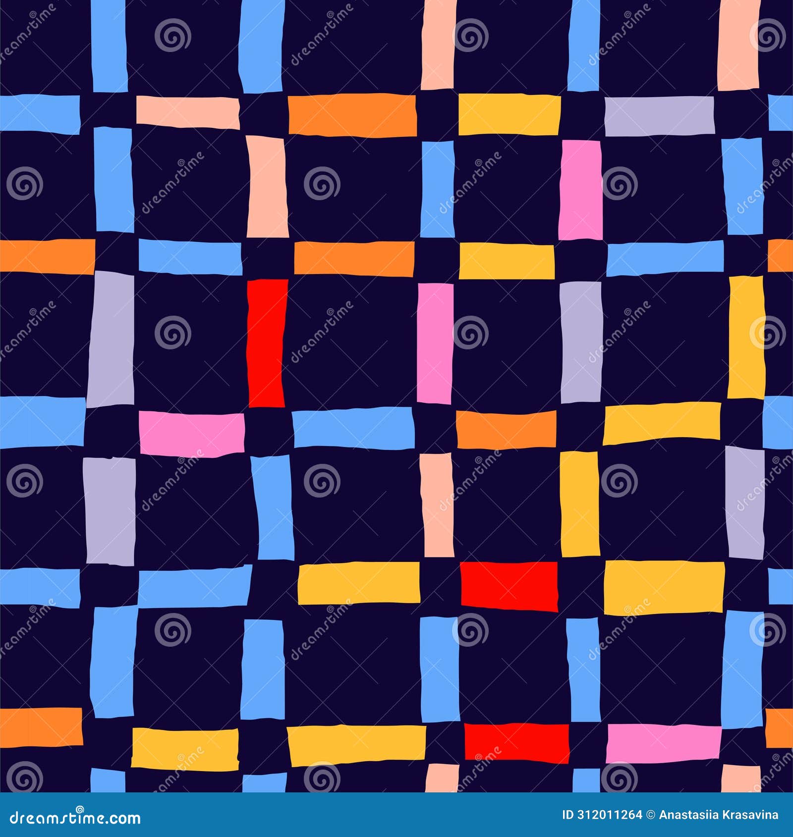 Naive Seamless Boho Patterns with Doodle Checkered Pattern and of Neon ...