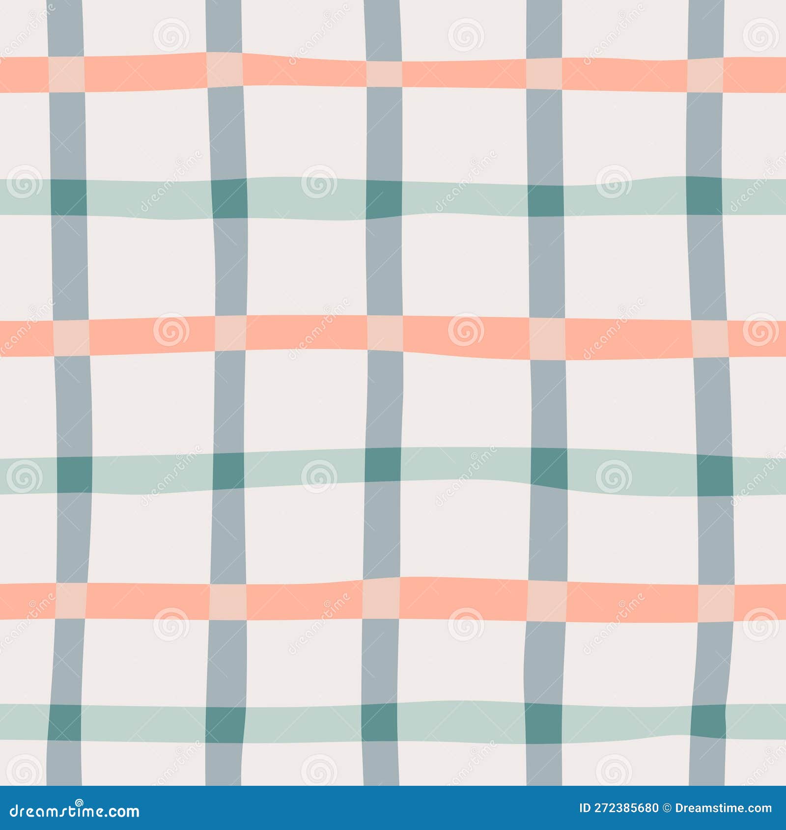 Naive Seamless Checkered Doodle Style Pattern in Natural Colors on a ...