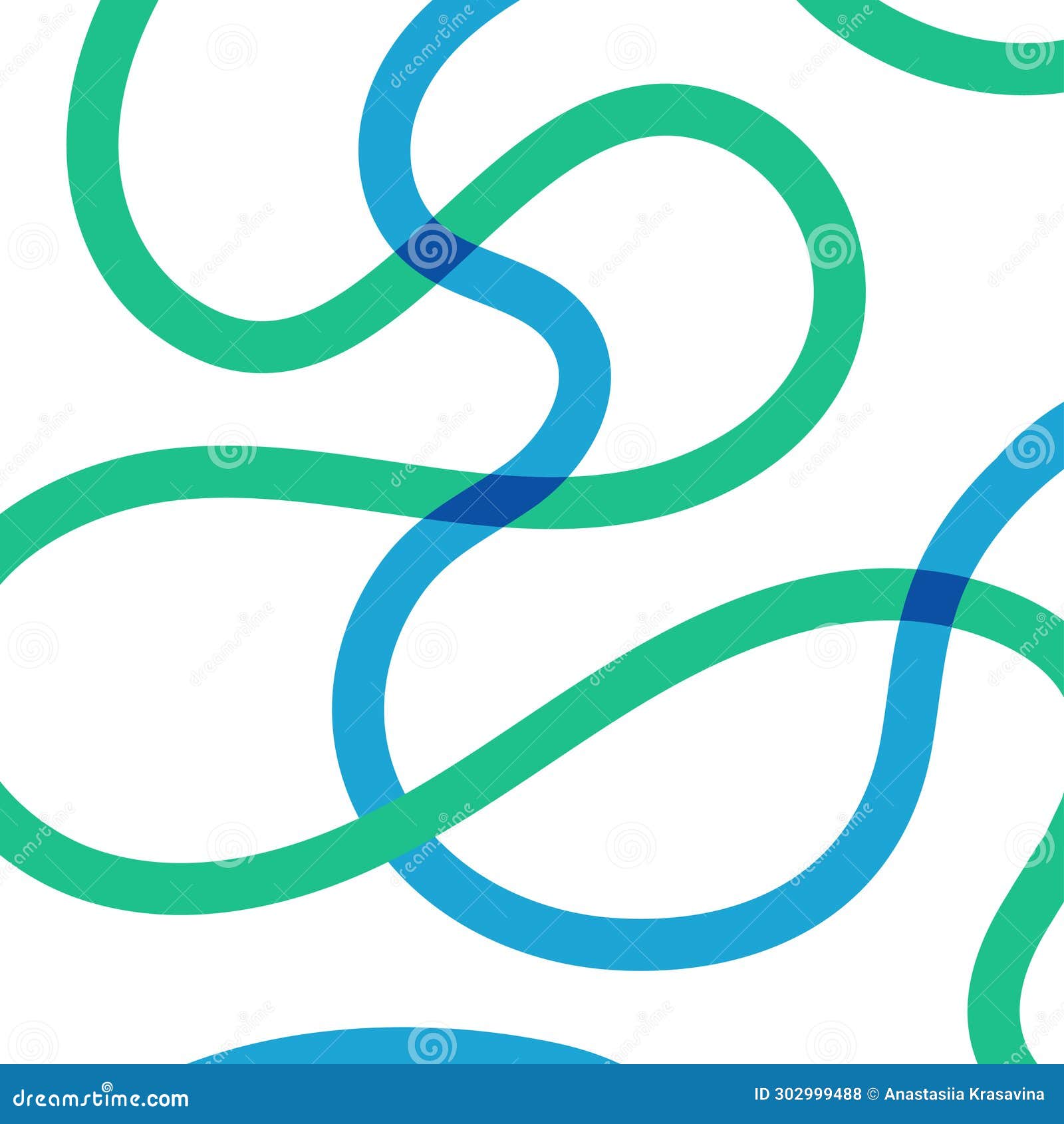Naive Seamless Squiggle Pattern with Bright Blue and Green Wavy Lines ...