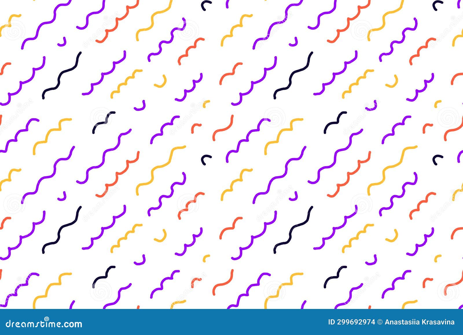 Naive Seamless Squiggle Pattern with Bright Hand Drawn Lines on a Light ...