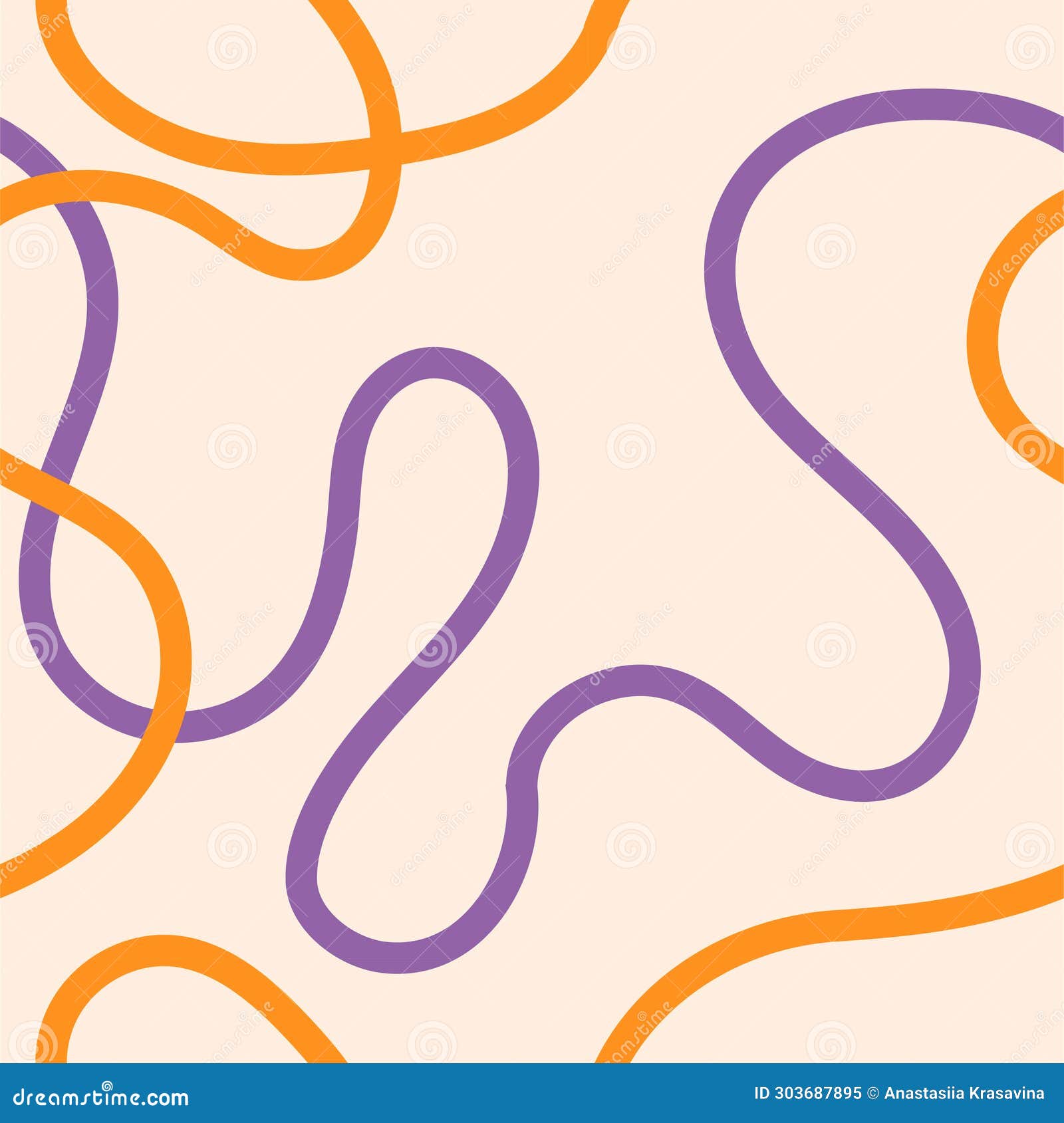 Naive Seamless Squiggle Pattern with Bright Pink and Purple Wavy Lines ...
