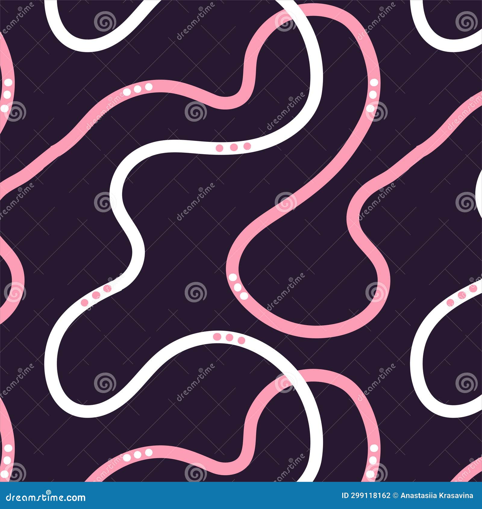 Naive Seamless Squiggle Pattern with Bright Pink and White Wavy Lines ...