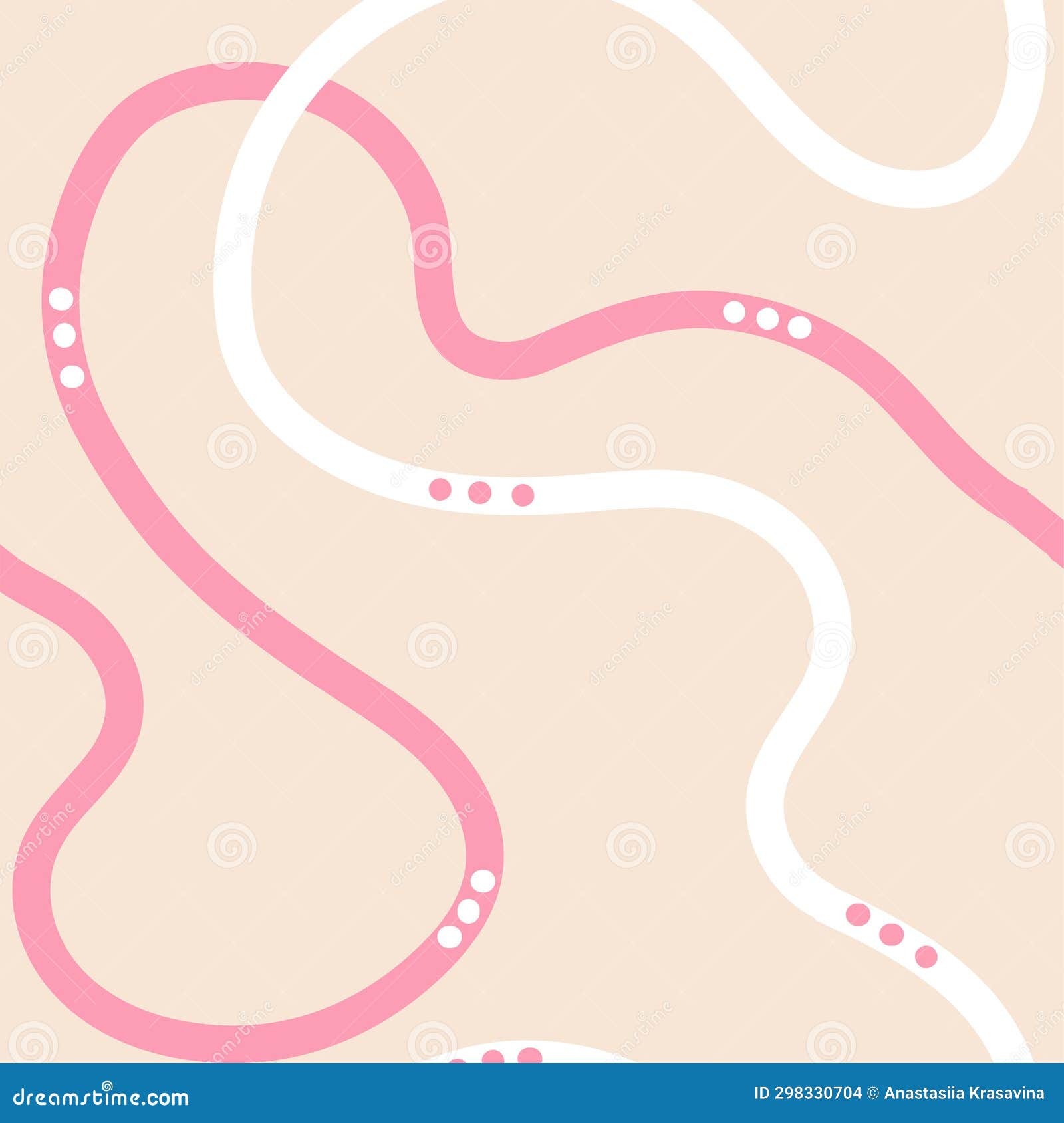 Naive Seamless Squiggle Pattern with Bright Pink and White Wavy Lines ...